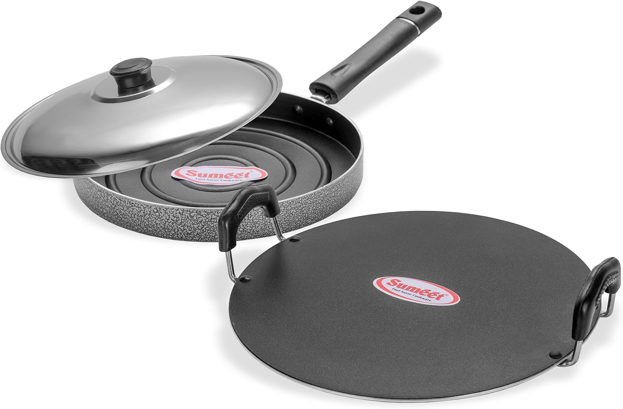 Buy Sumeet Non Stick Aluminium Tawa with Stainless steel Lid, 30.5 cm ...