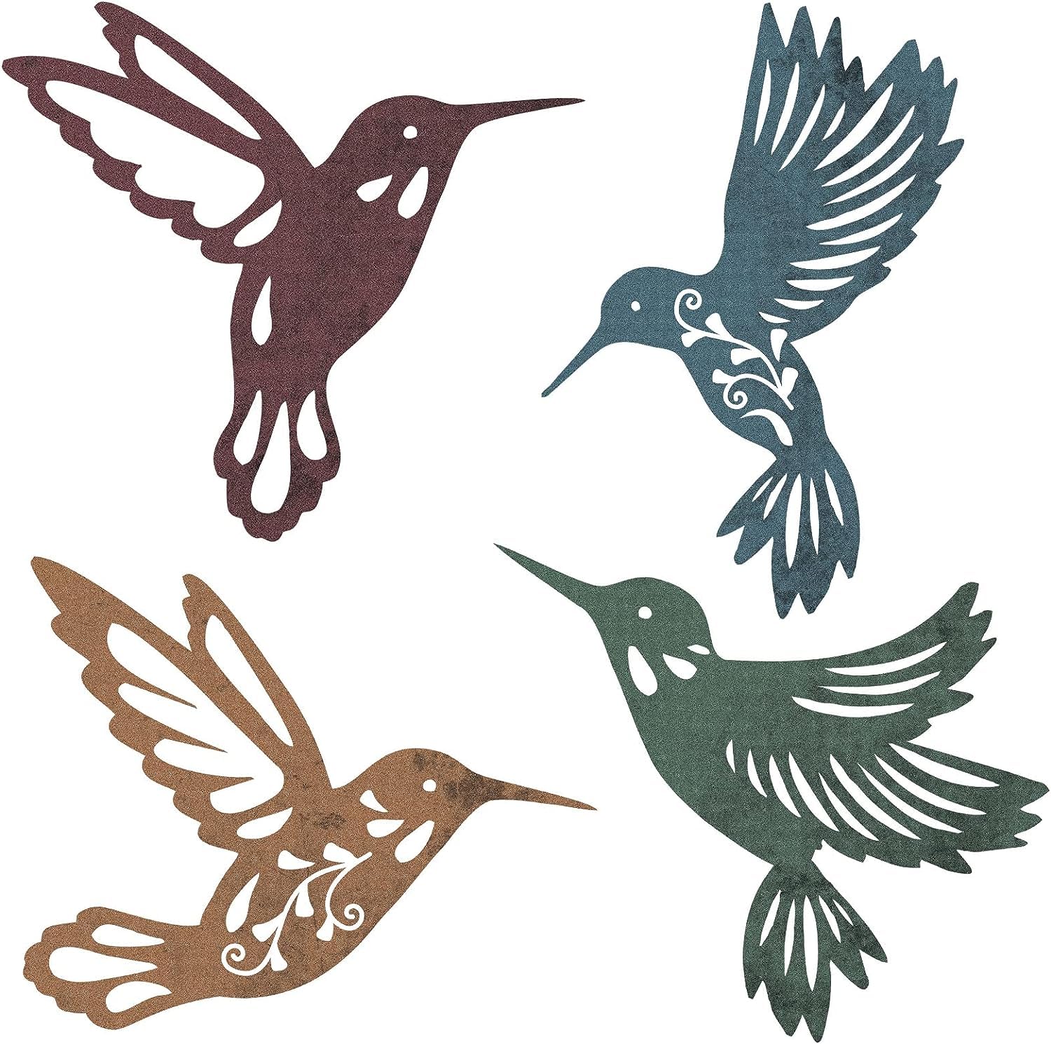 Amazon.com: Topvop 4 Pieces Metal Hummingbird Wall Art Decor Metal ...