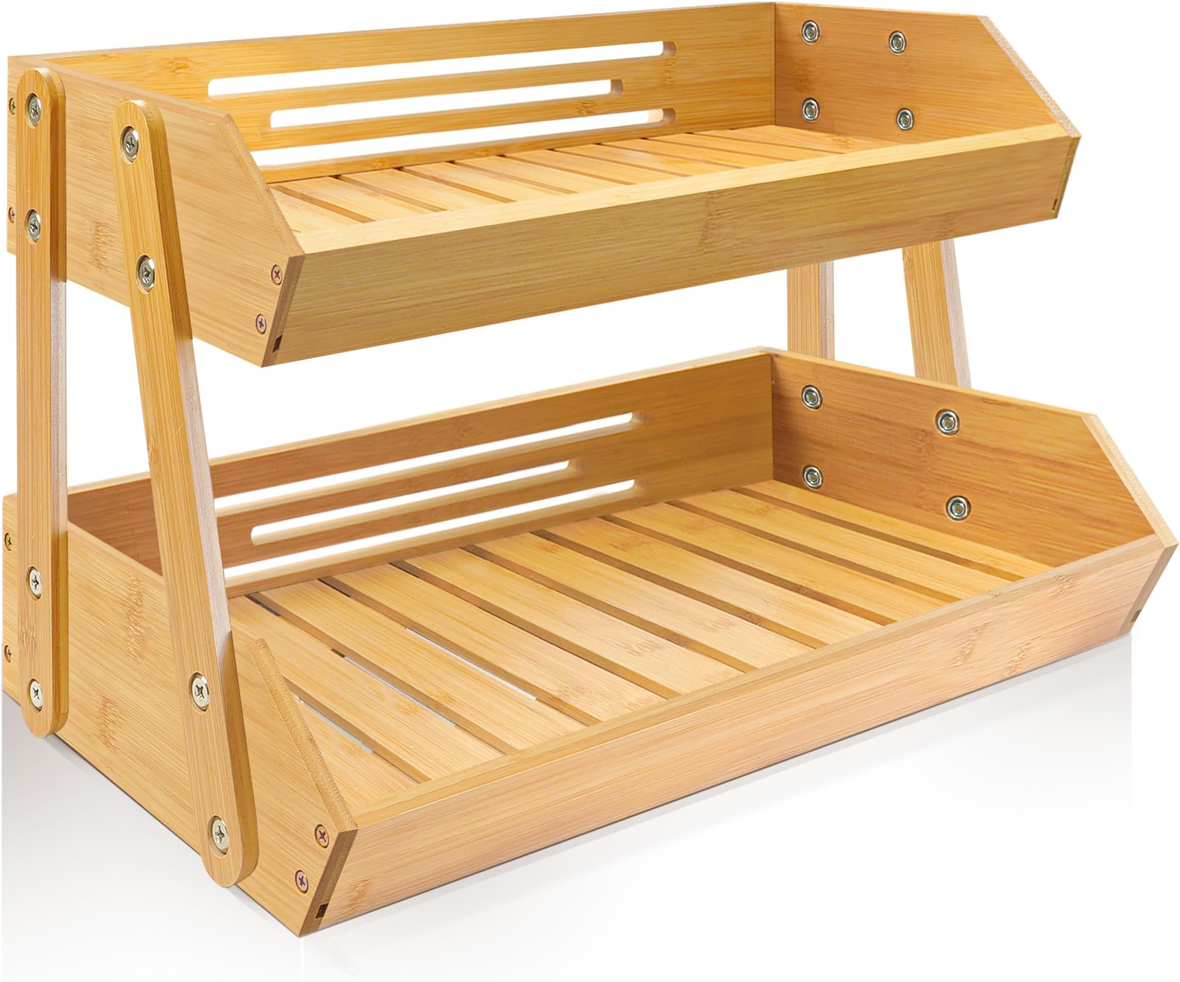 Amazon.com: KOMFORA Bamboo Fruit Basket 3-Tier - Premium Produce Basket ...