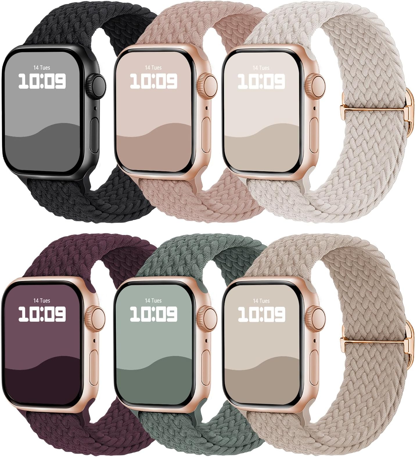 6 Pack Braided Solo Loop Compatible with Apple Watch Band 38mm 40mm ...