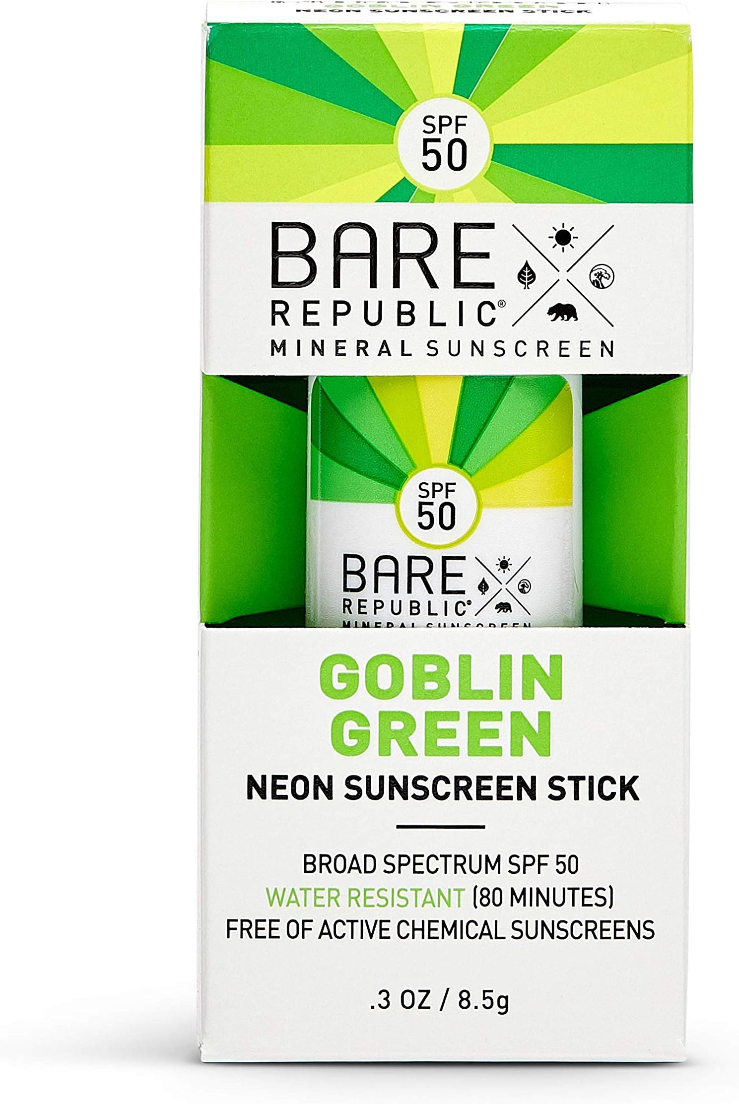 Amazon.com: Bare Republic Mineral Sunscreen and Sunblock Neon Stick ...