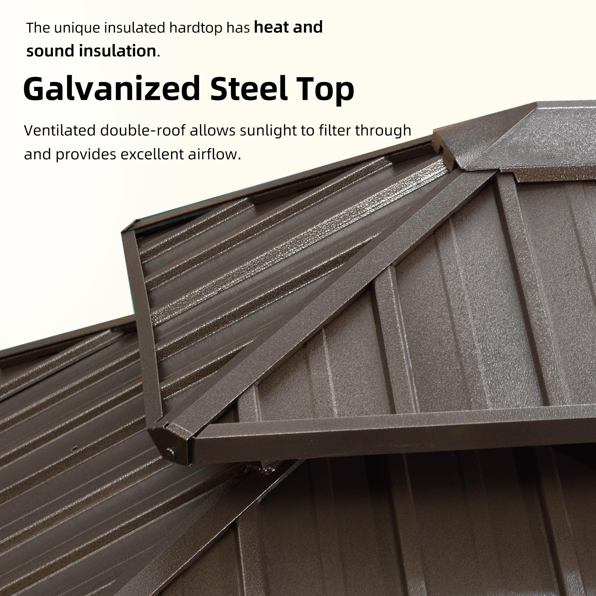 PURPLE LEAF 10' x 13' Outdoor Hardtop Gazebo Canopy Outside Metal Roof ...