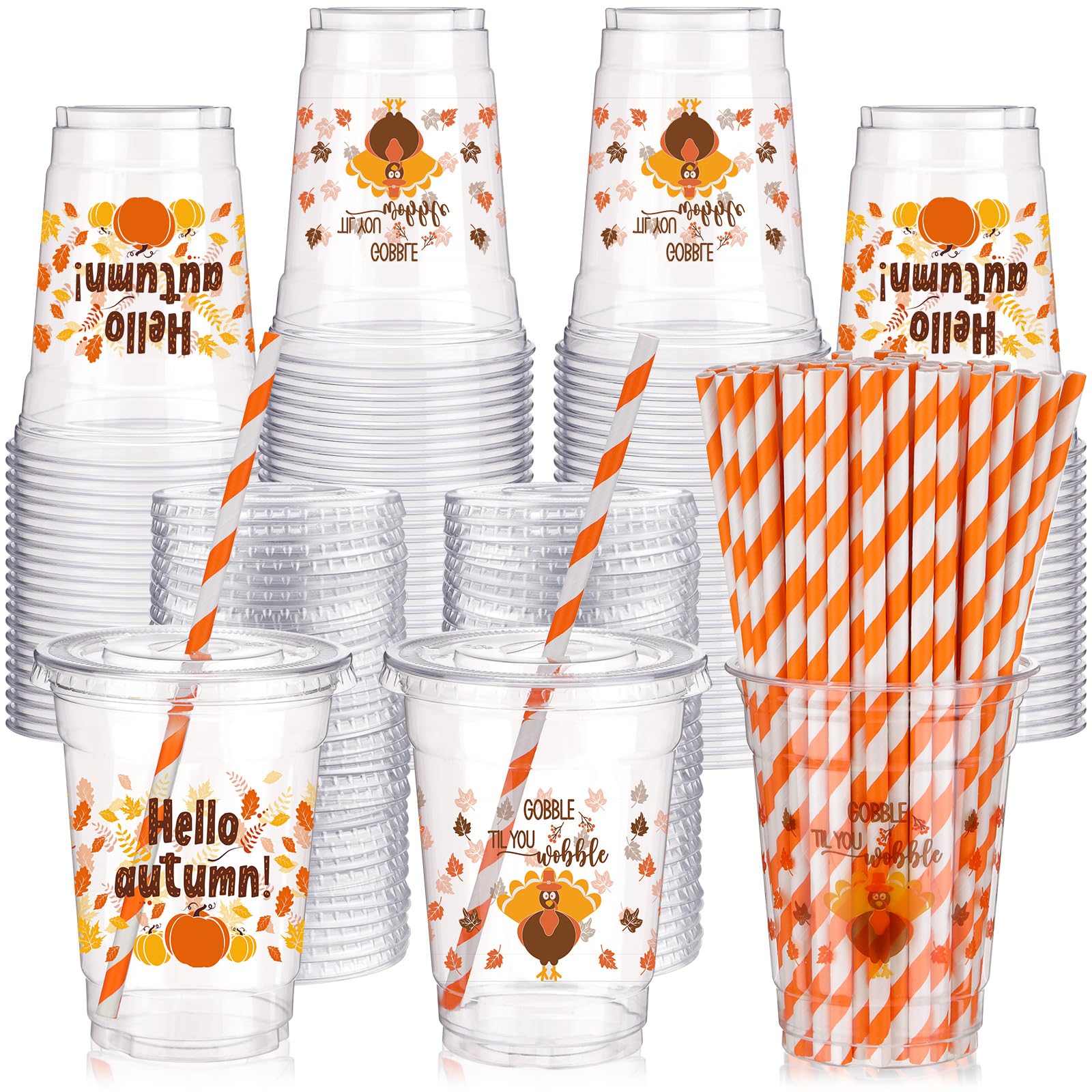 Amazon.com: Yaomiao 300 Pcs 12 oz Fall Plastic Party Cups with Lids and ...