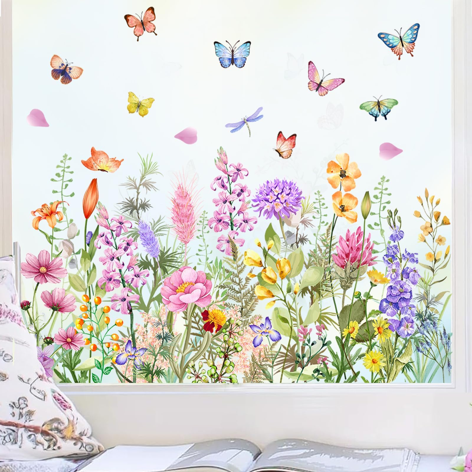 3 Sheets Flower Window Sticker Summer Window Clings Double Sided Window ...
