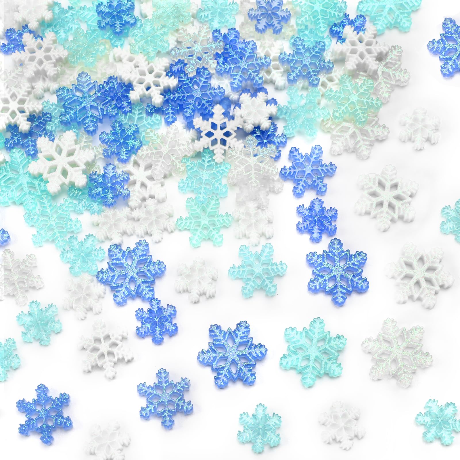 Amazon.com: JUNEBRUSHS 120Pcs Mini Snowflake Ornaments Plastic Glitter ...