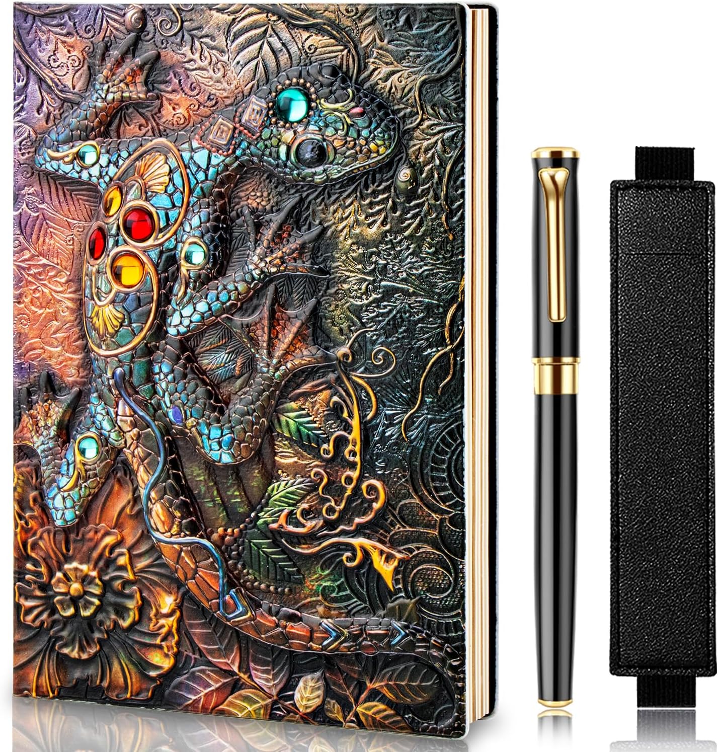Amazon.com : Knana 2Pcs Lizard Notebook Embossed Leather Journal ...