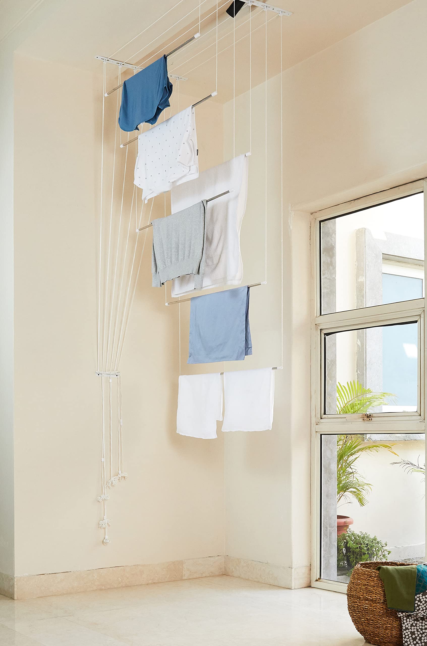 Amazon Brand - Solimo - Stainless Steel Ceiling Clothes Dryer (6 pipes ...