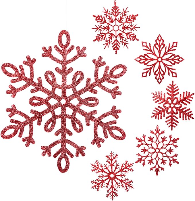 Amazon.com: Large Snowflakes Ornaments 12" Plastic Glitter Snowflake ...