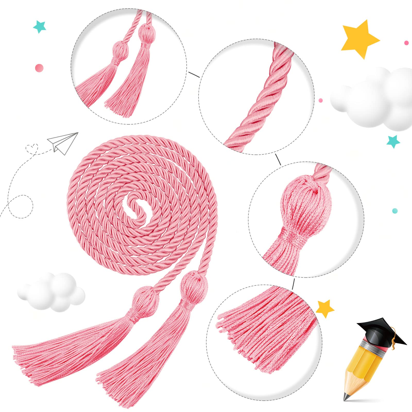 Snapklik.com : 6 Pcs Graduation Cords Rope Belt Honor Cords Graduation ...