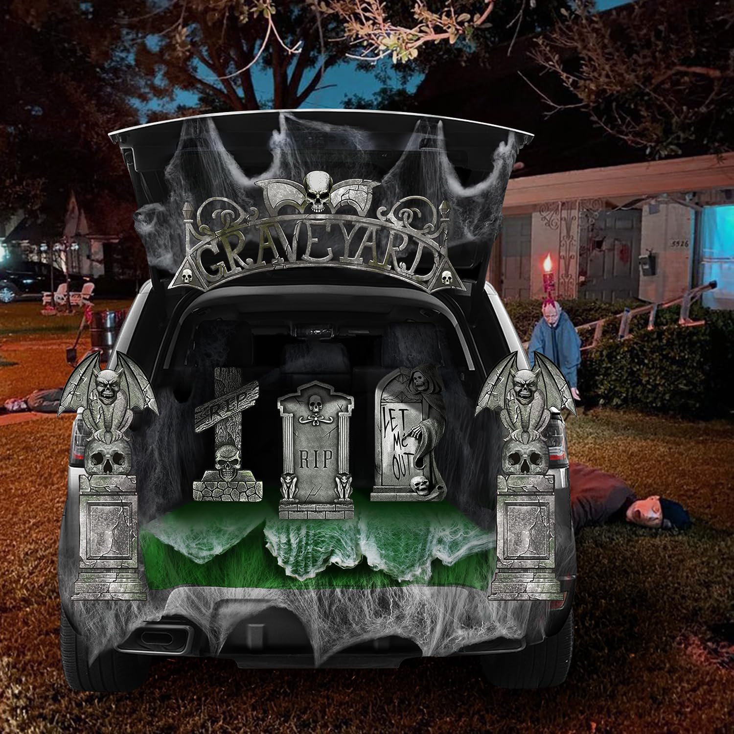 Snapklik.com : BLOCE Halloween Tombstone Trunk Or Treat Car Decorations Kit