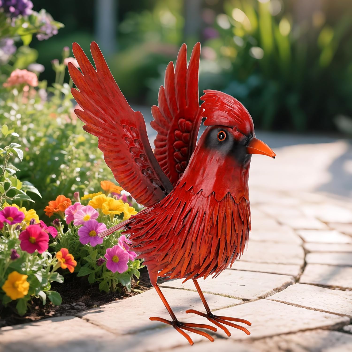 Amazon.com : Shorayn Metal Bird Yard Art Cardinal Garden Statue Large ...