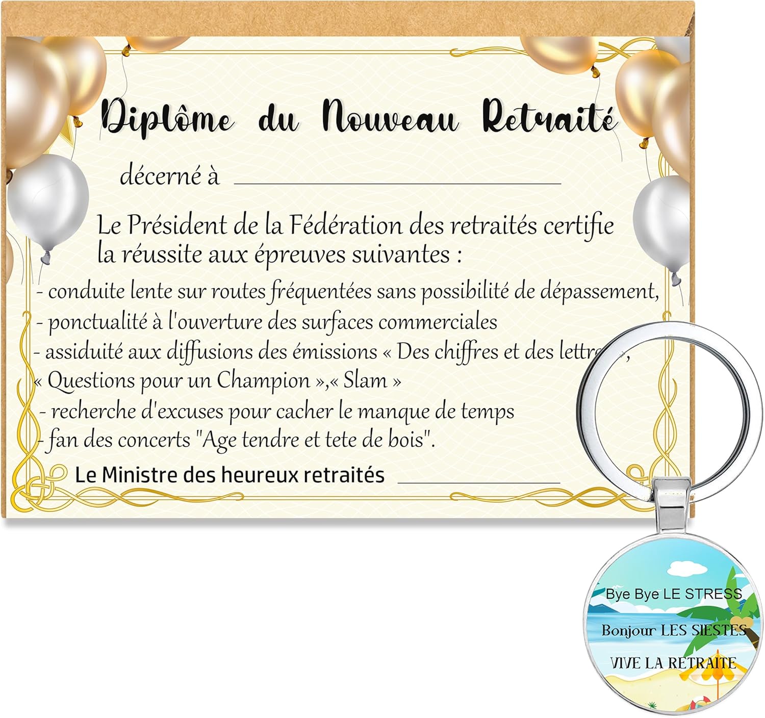 MKISHINE Carte Retraite Diplôme de la Retraite Heureuse avec Enveloppe ...