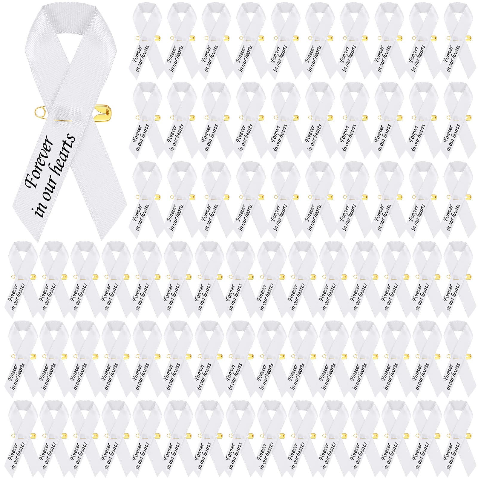 Amazon.com: 100 Pcs Funeral Ribbons Memorial Ribbon Funeral Pins ...