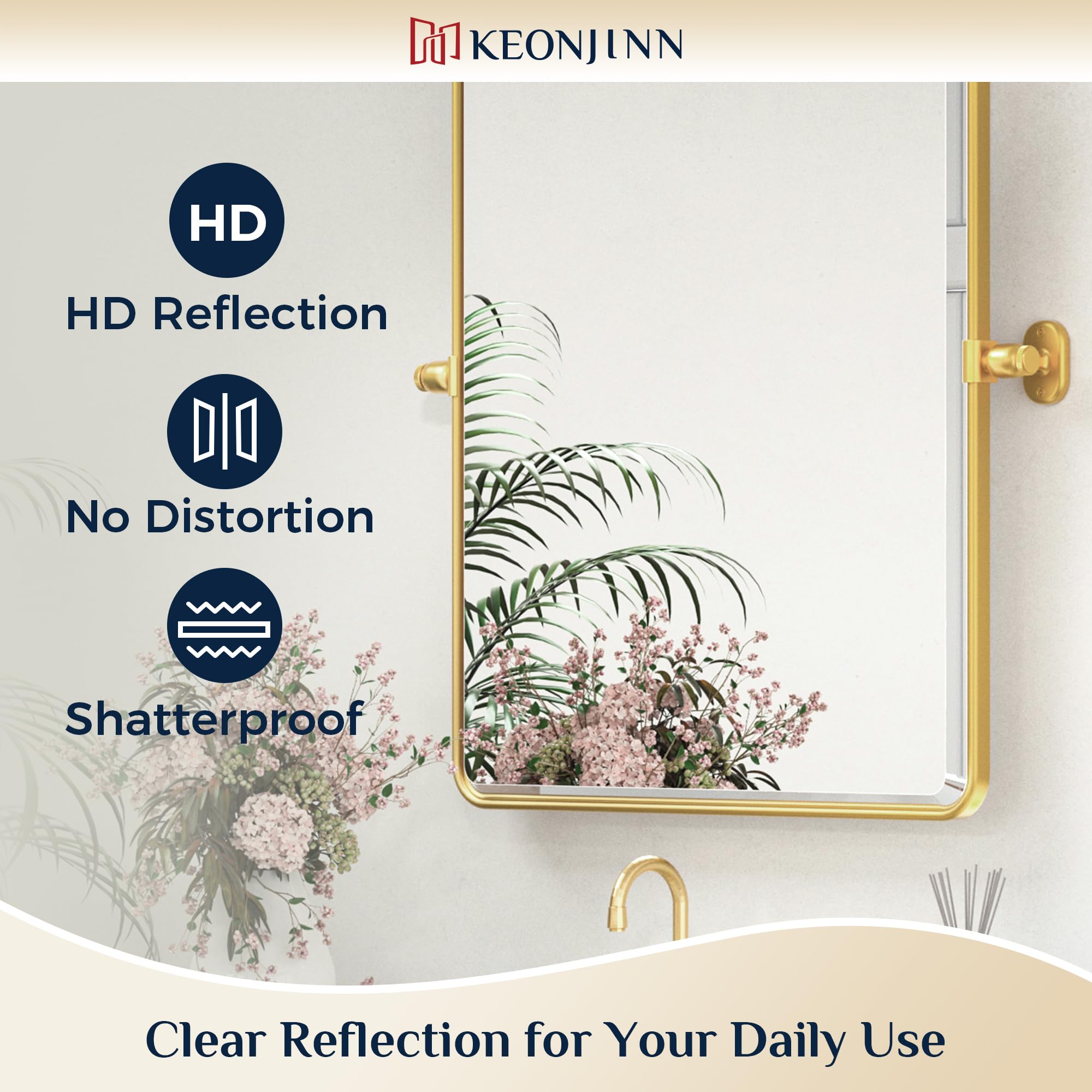 Snapklik.com : Pivot Mirror Bathroom, 24x30 Inch Gold Tilt Mirror ...