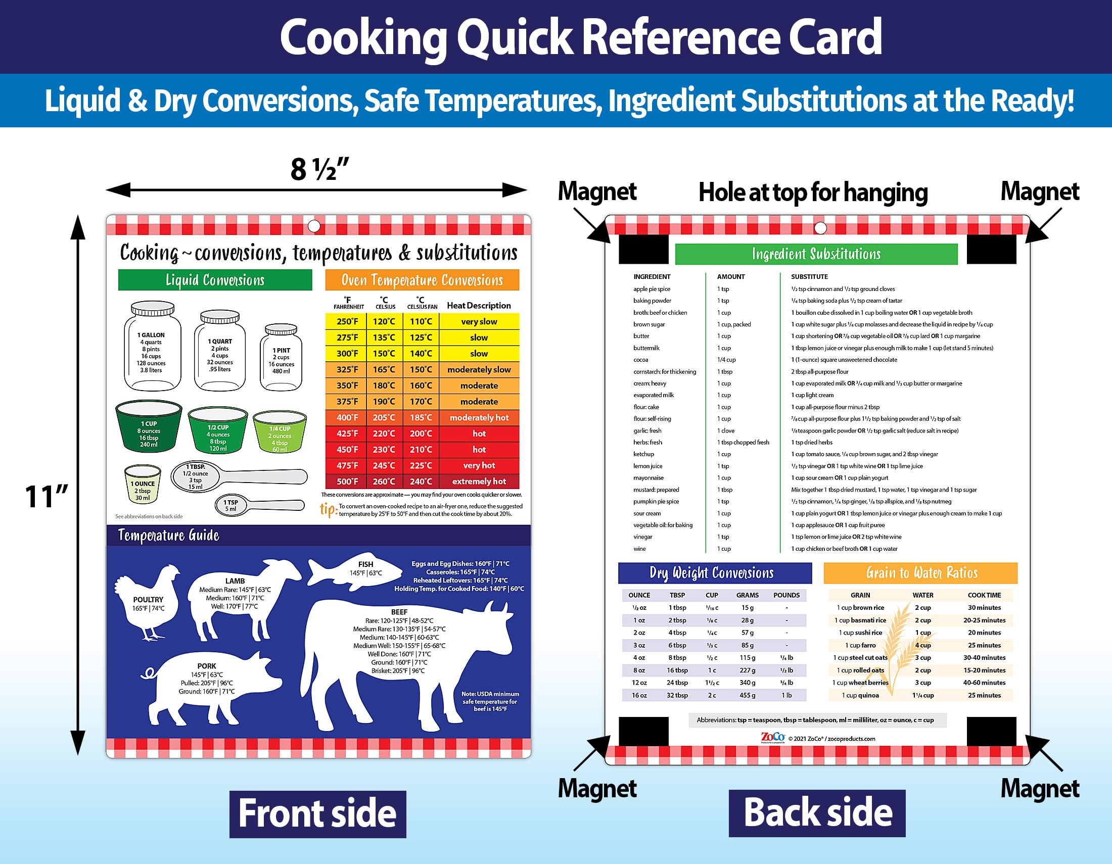Snapklik.com : Cooking Conversion Chart Kitchen Magnet - Liquid, Dry ...