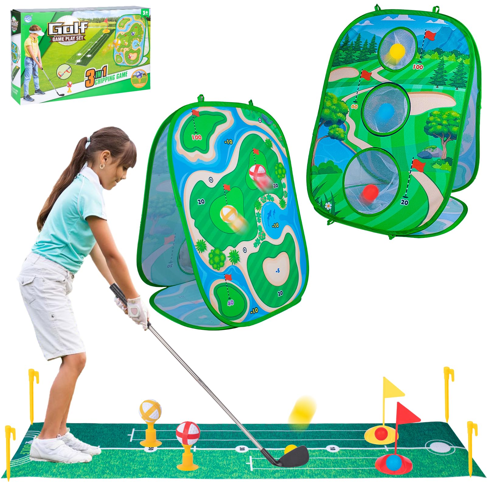 Amazon.com: Awsoo 3 in 1 Toddler Golf Set Kids Golf Toys Set for Kids ...