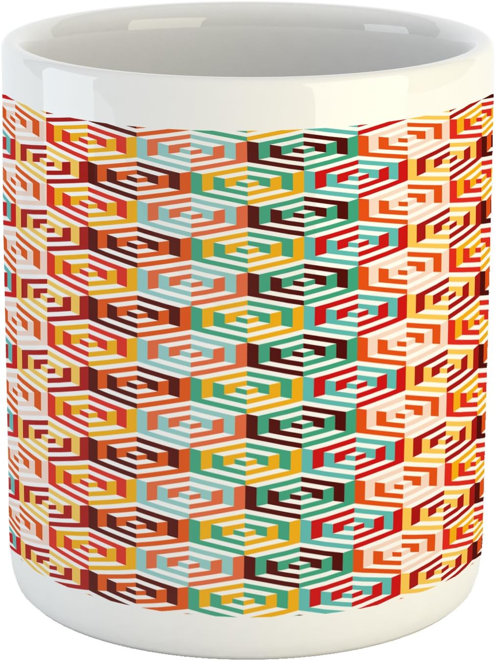 Amazon.com: Ambesonne Geometric Mug, Abstract Cubes Isometric Hexagonal ...