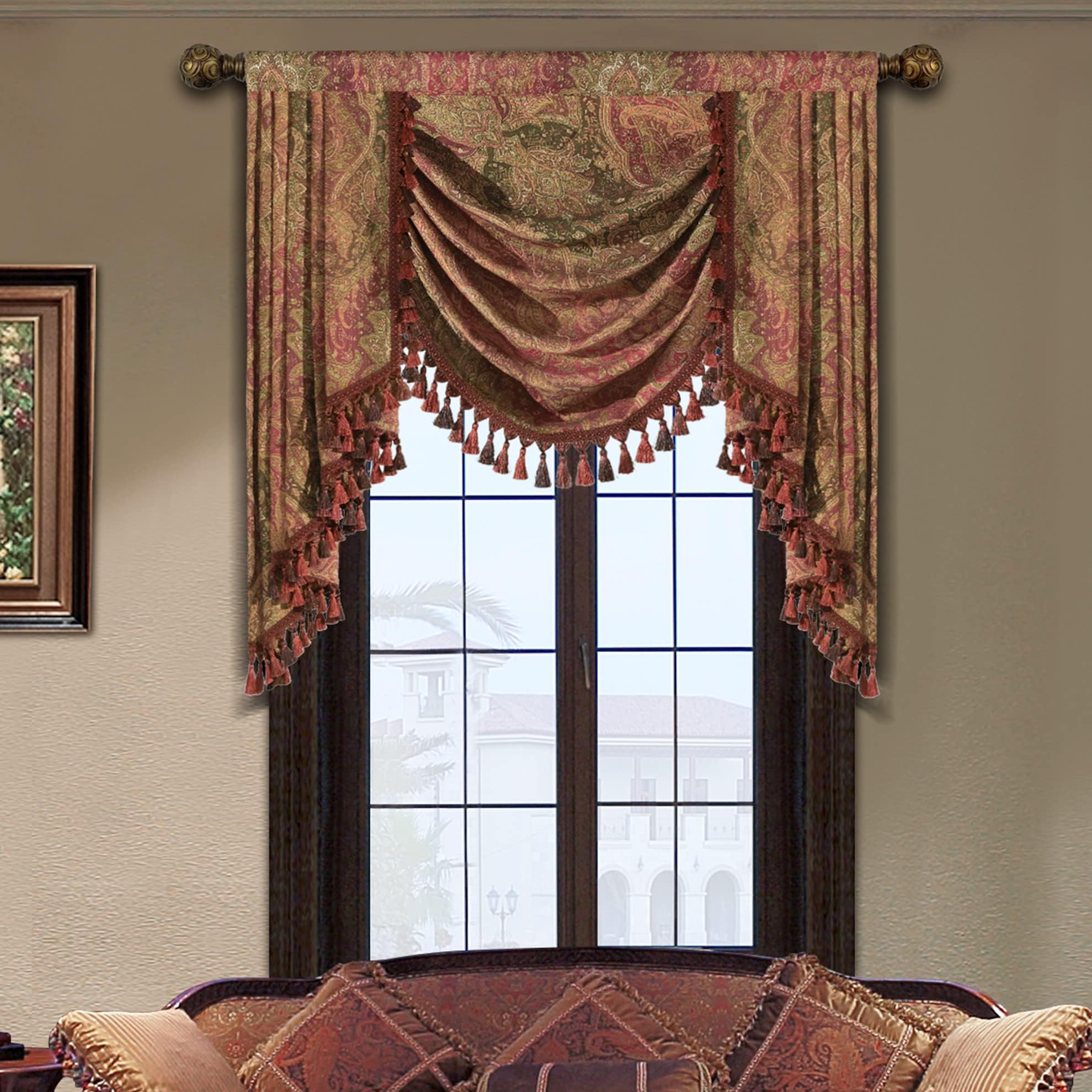 Amazon.com: Loom and Mill Jacquard Waterfall Valance for Living Room ...