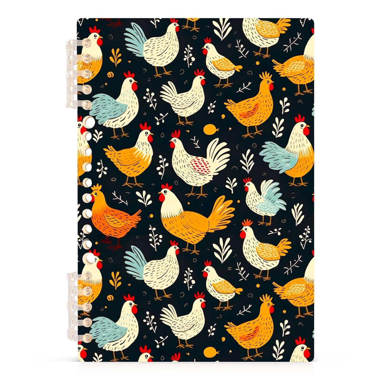 AMmao A5 Spiral Notebook Farm Hen Rooster Chicken Pattern School Office ...