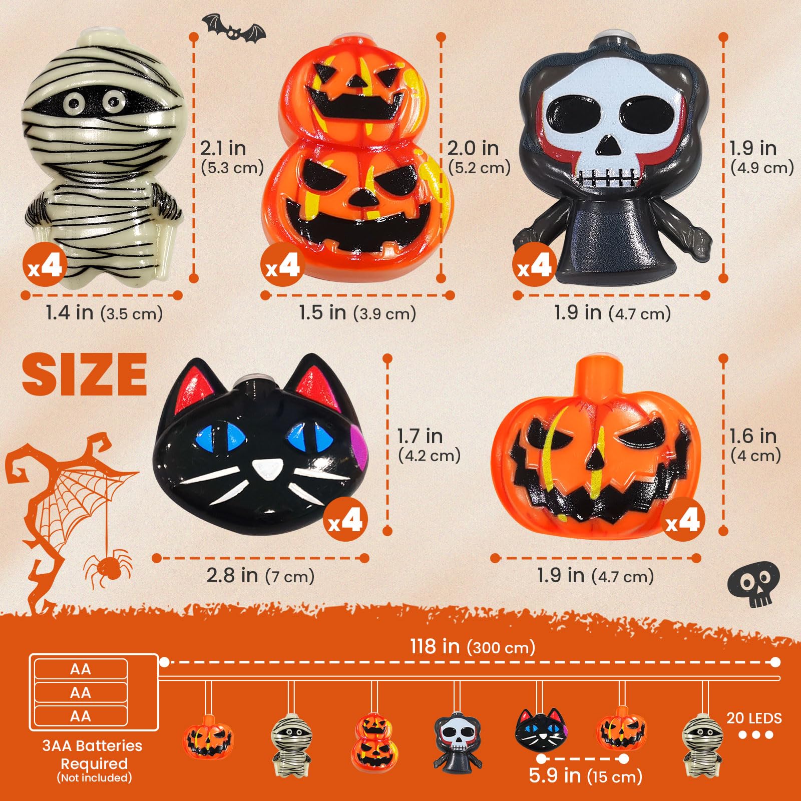 Snapklik.com : Halloween Decorations 20LED 9.8FT Pumpkin String Lights ...