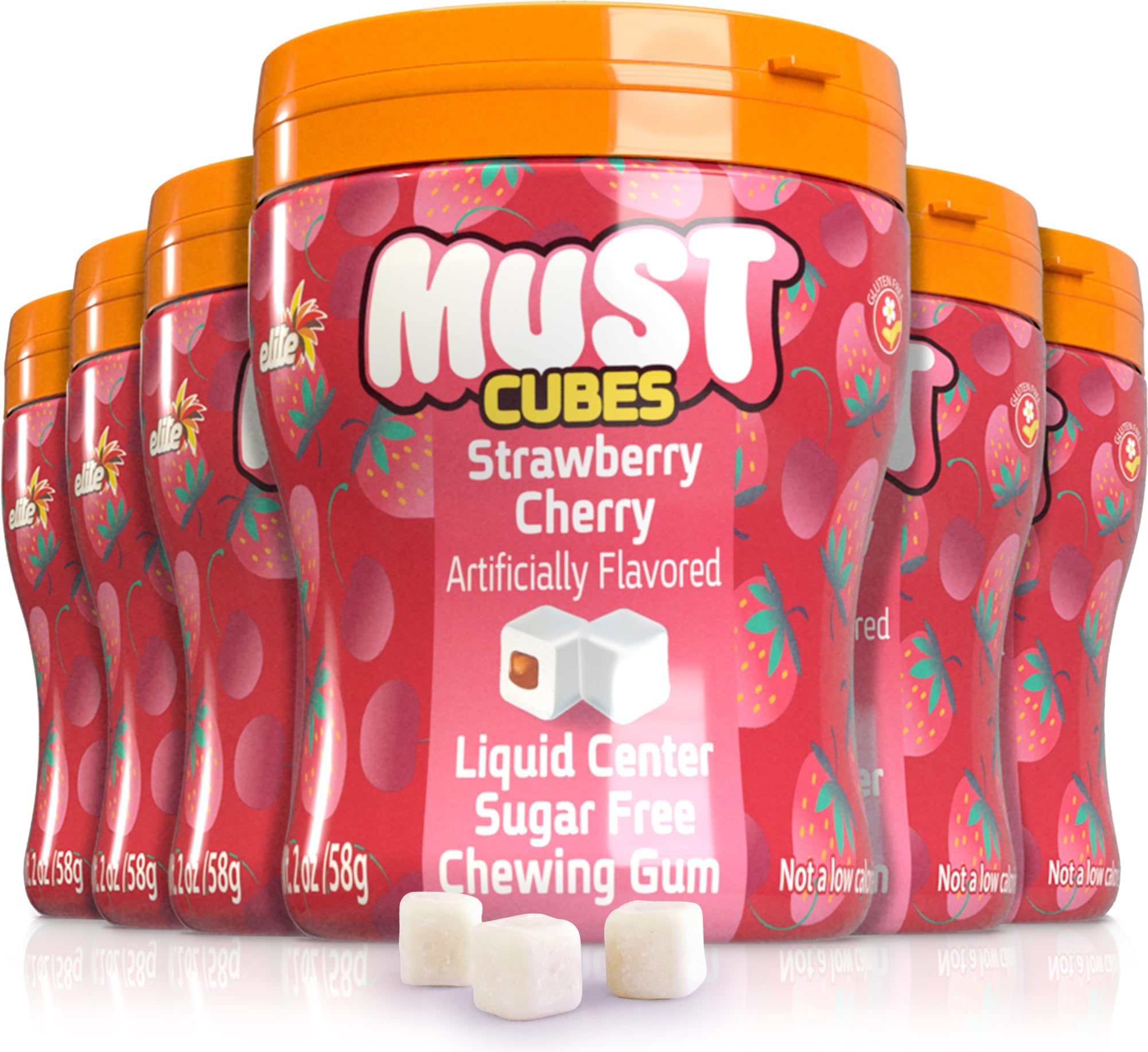 Amazon.com : Elite Must Strawberry Cherry Sugar Free Cube Gum, 2oz (6 ...
