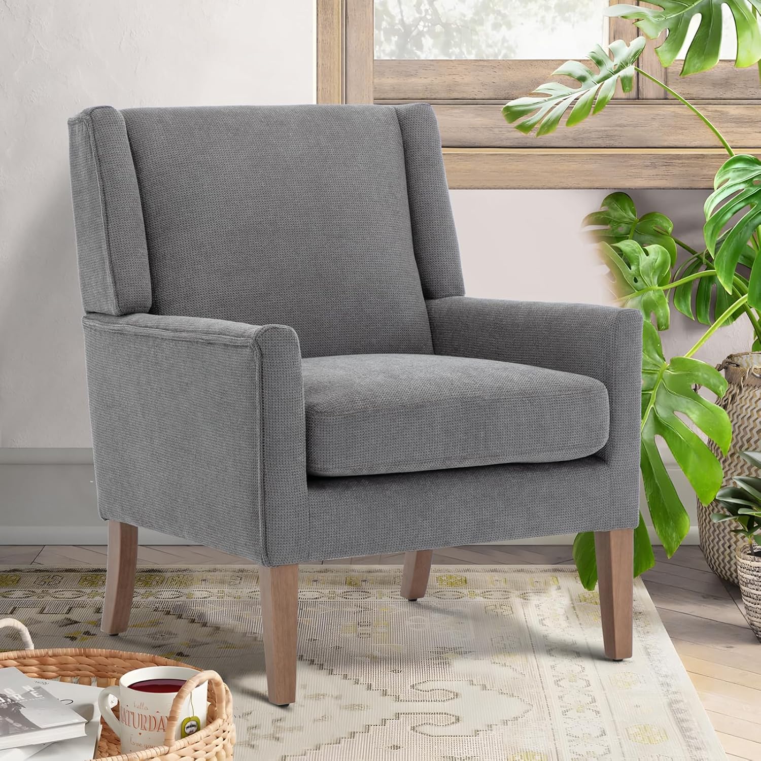 Amazon.com: COLAMY Modern Wingback Living Room Chair, Upholstered ...