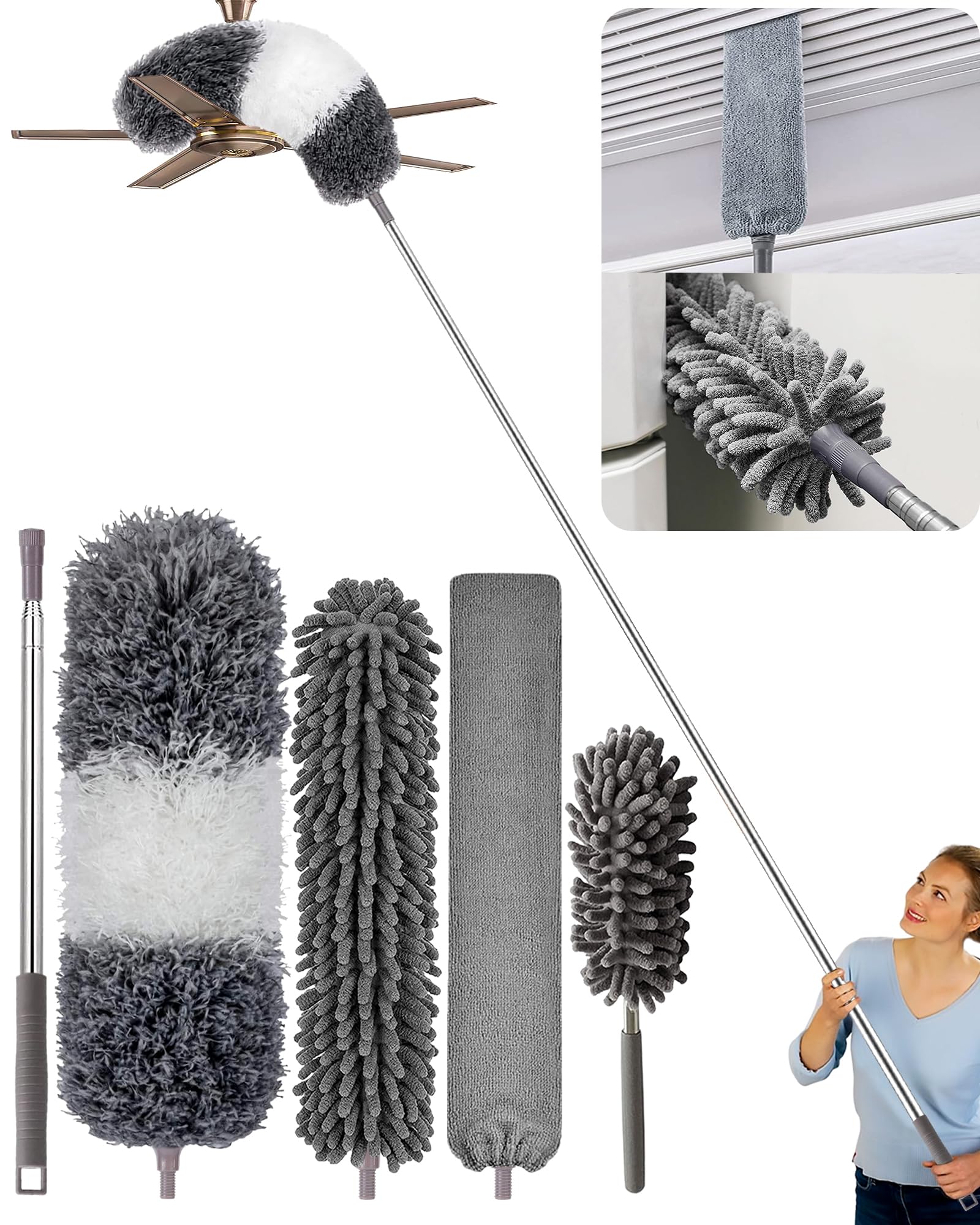 Amazon.com: Suitteng Microfiber Feather Dusters, Extendable Duster for ...
