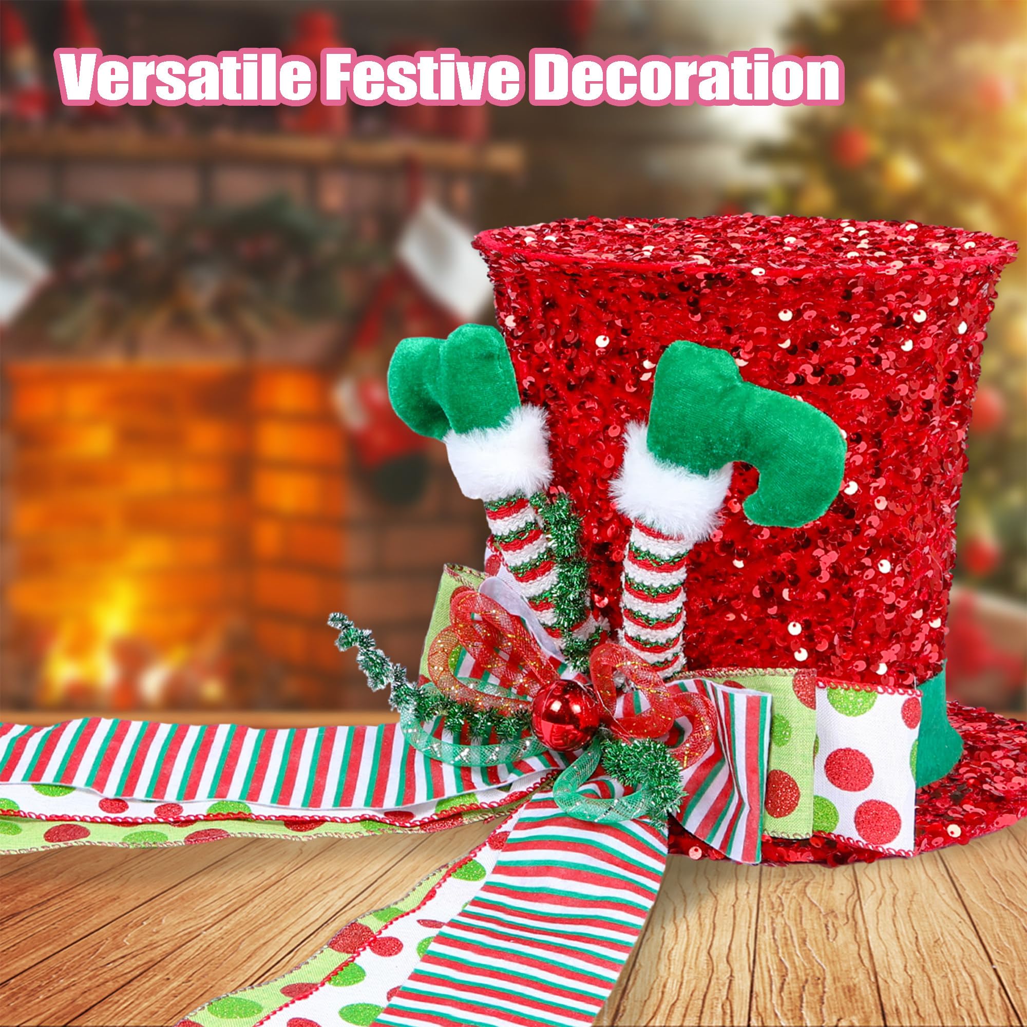 Christmas Top Hat Tree Topper Christmas Candy Canes Tree Topper Red