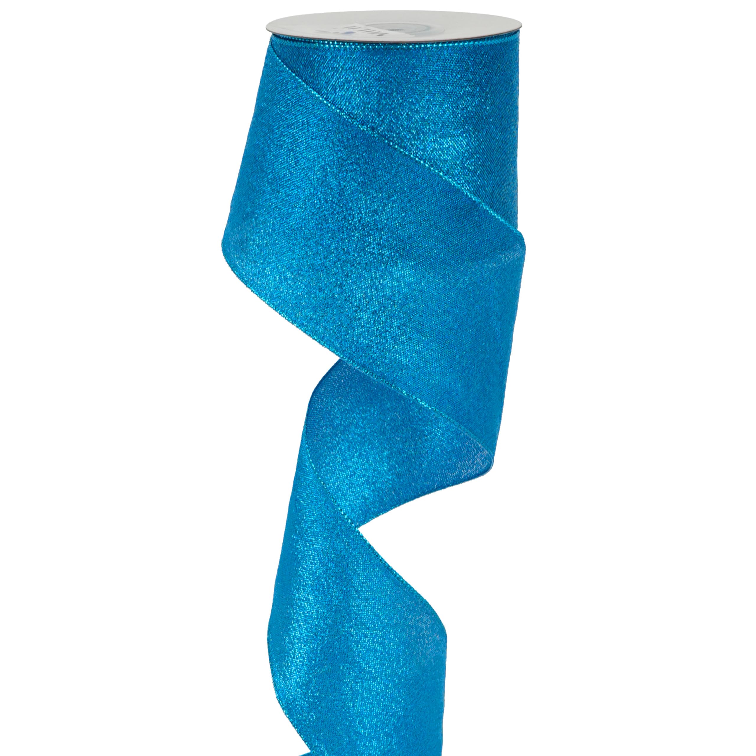 Amazon.com: MEEDEE Blue Wired Ribbon 2.5 Inch Metallic Glitter Ribbon ...
