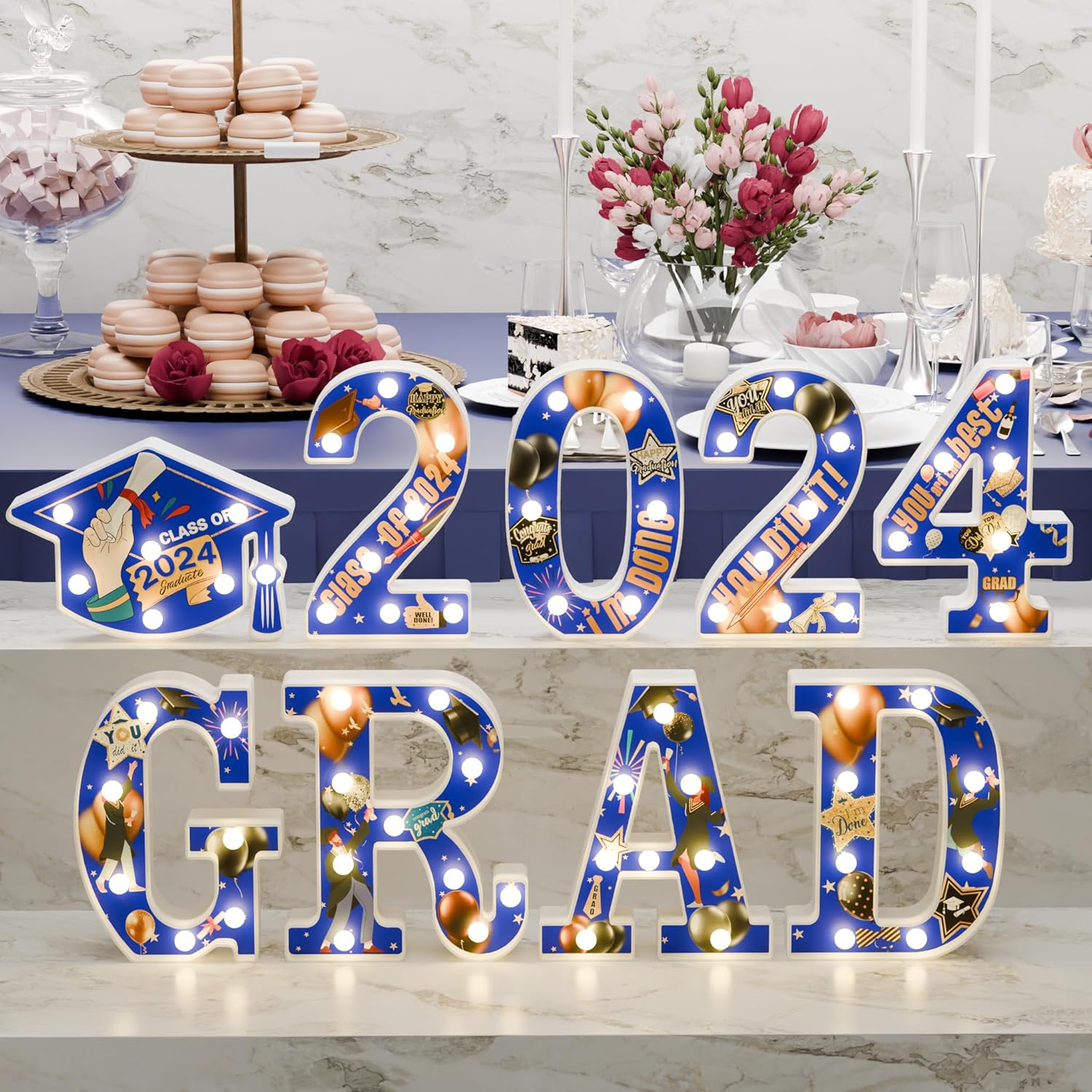 Amazon.com: Graduation Decorations Class of 2024-8 LED Long Marquee ...