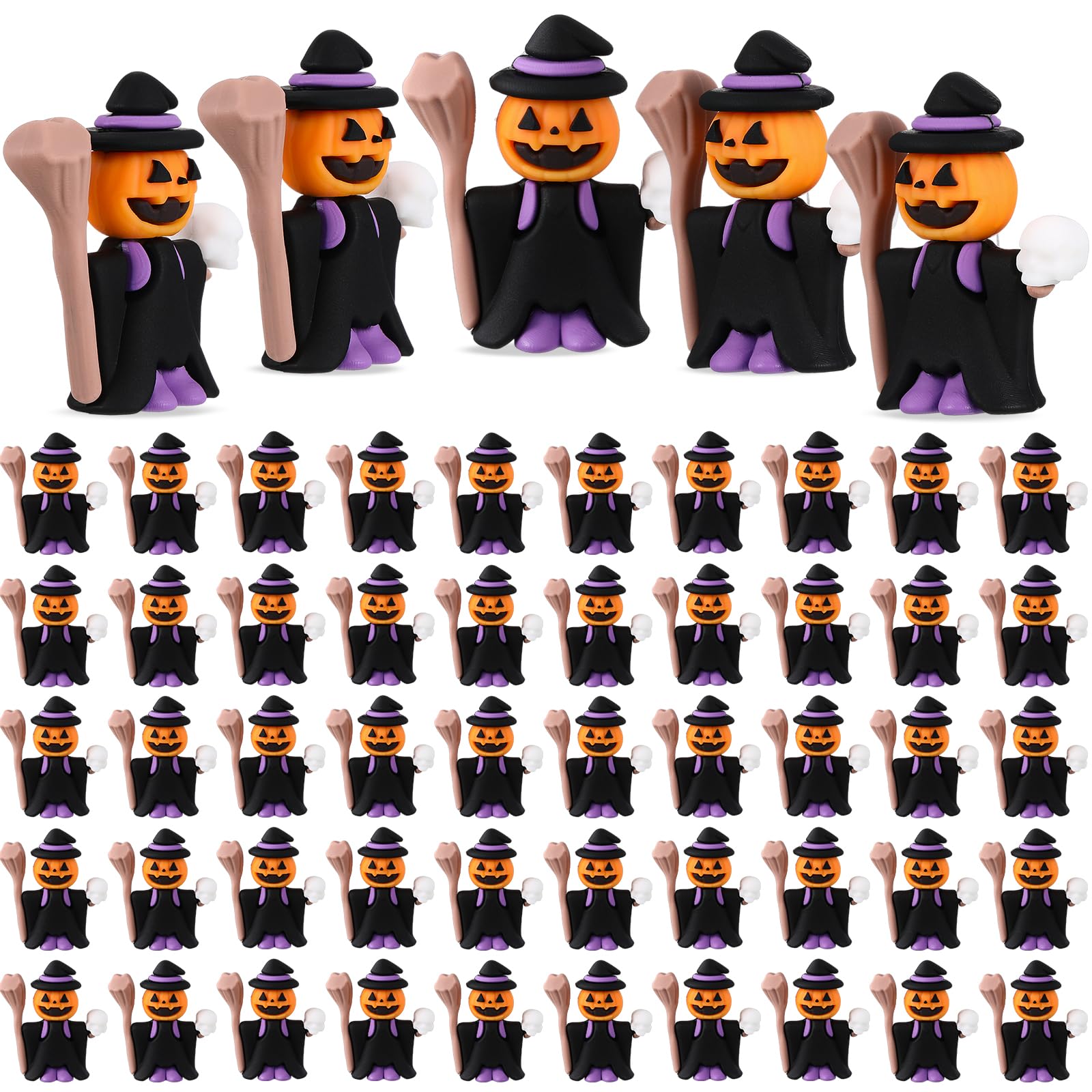 Amazon.com: Halloscume 50 Pcs Halloween Mini Figurines Tiny Pumpkin ...