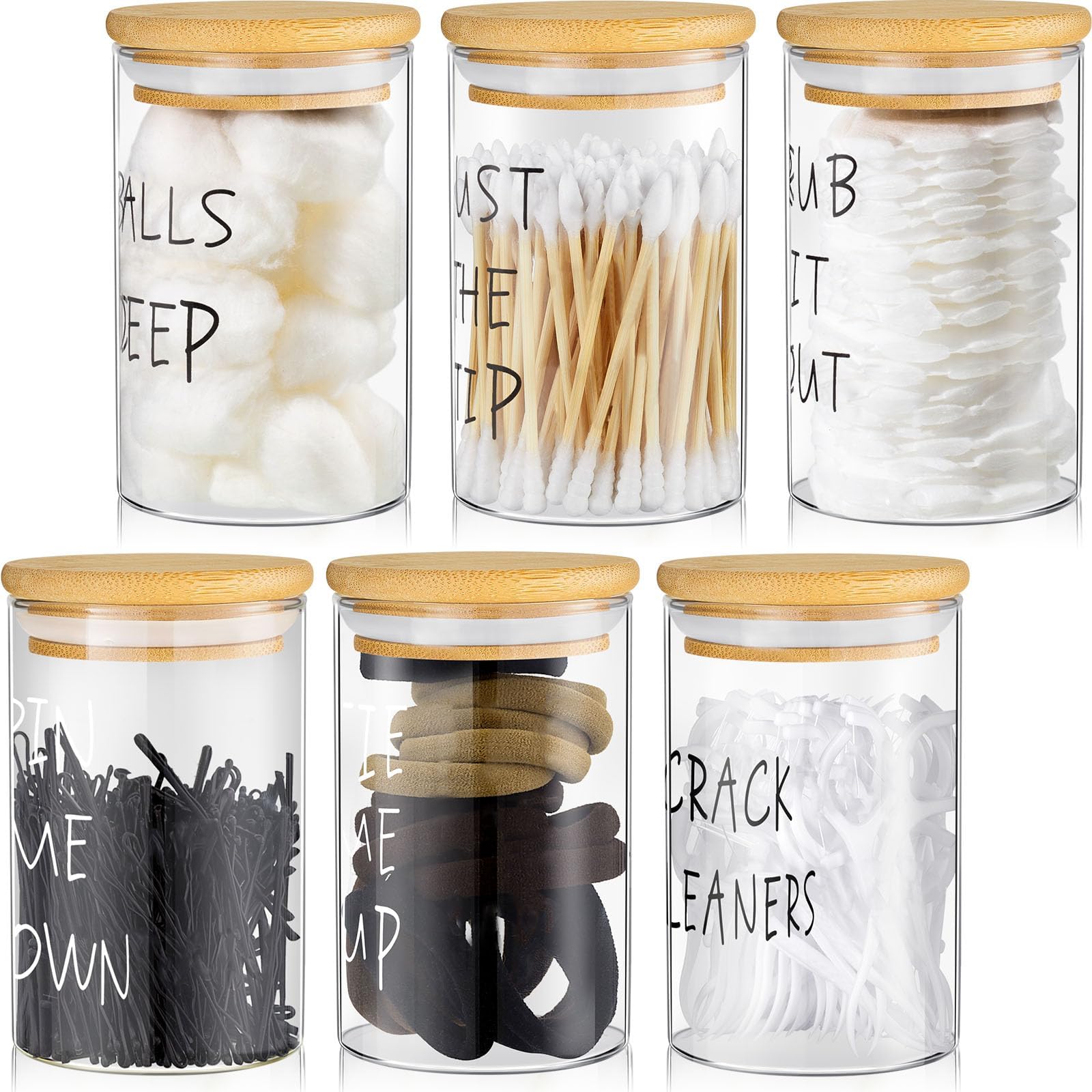 Amazon.com: Tessco Set of 8 Glass Jars for Bathroom Glass Apothecary ...