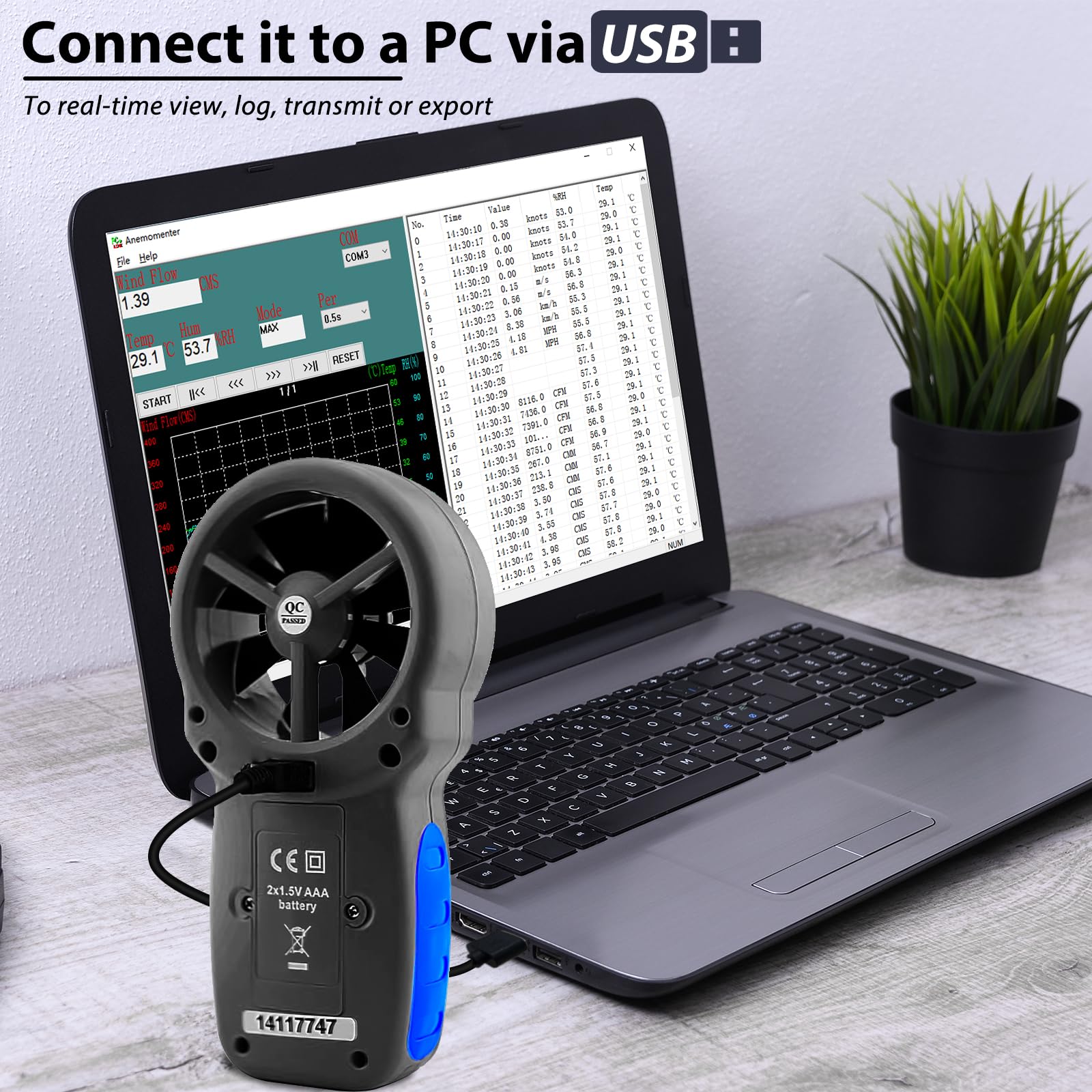 Snapklik.com : HVAC CFM Anemometer, AIOMEST Handheld Air Flow Meter ...