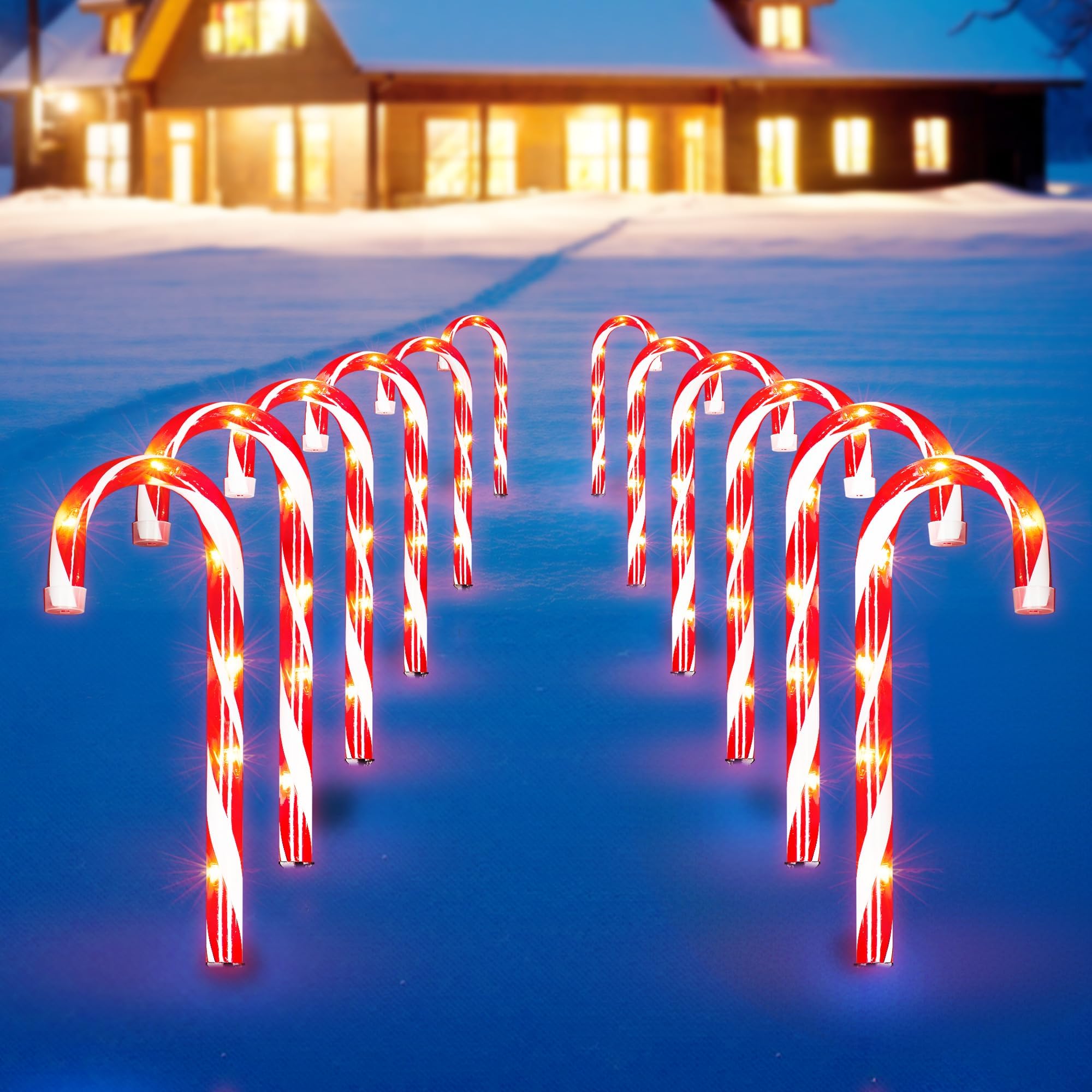Amazon.com: Hiboom Christmas Candy Cane Lights, 10 Pcs 21 Inch Pathway ...