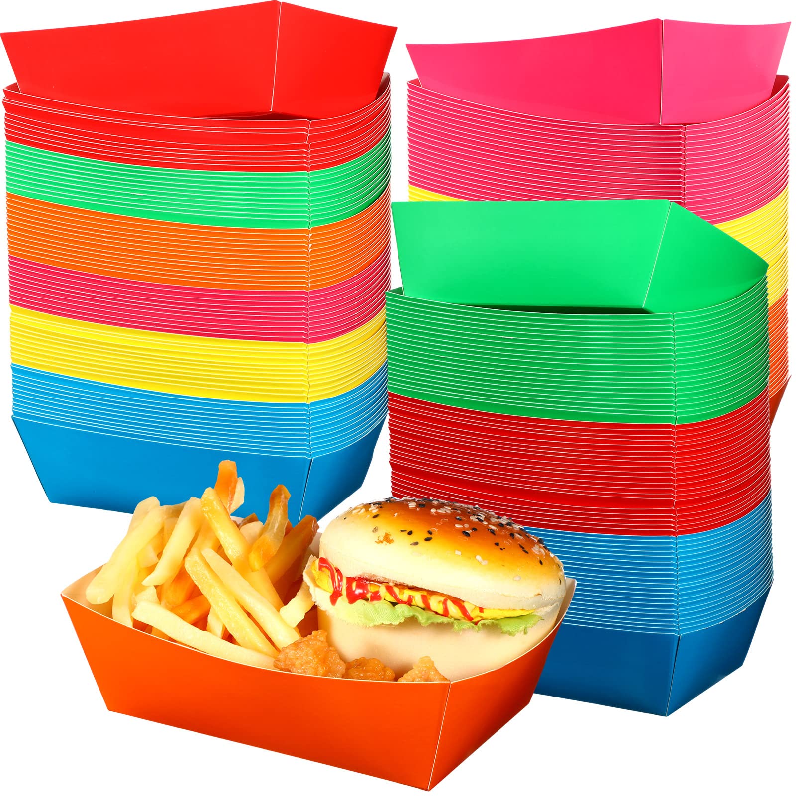 PerKoop 240 Pcs Colorful Food Trays Bulk Rainbow Paper Food Boats perkoop-240-pcs-colorful-food-trays-bulk-rainbow-paper-food-boats