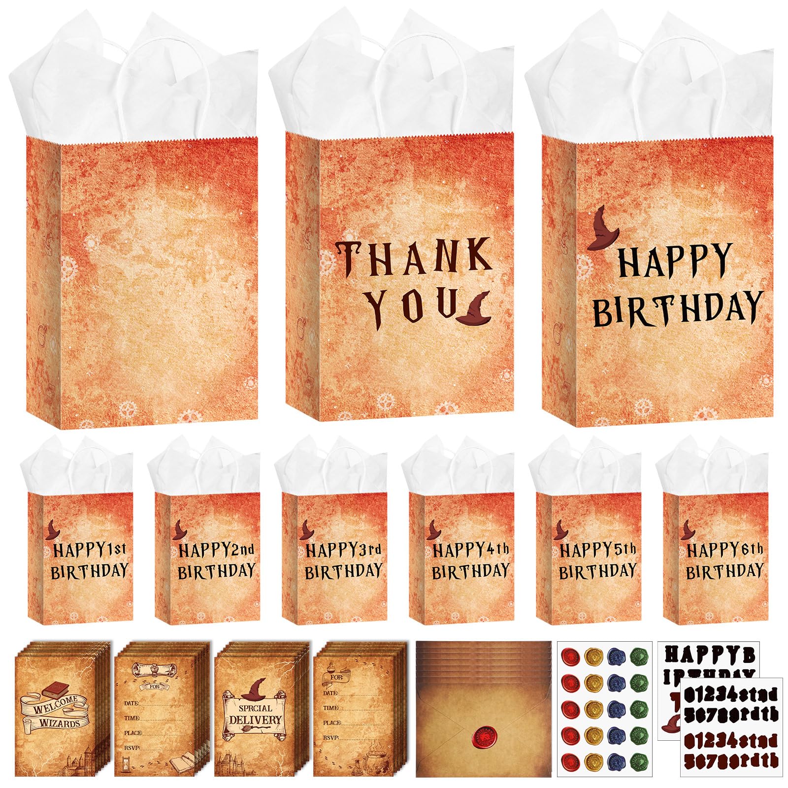 Kosiz 16 Set Wizard Party Favor Bags Gift Bags Magical Wizard Candy ...