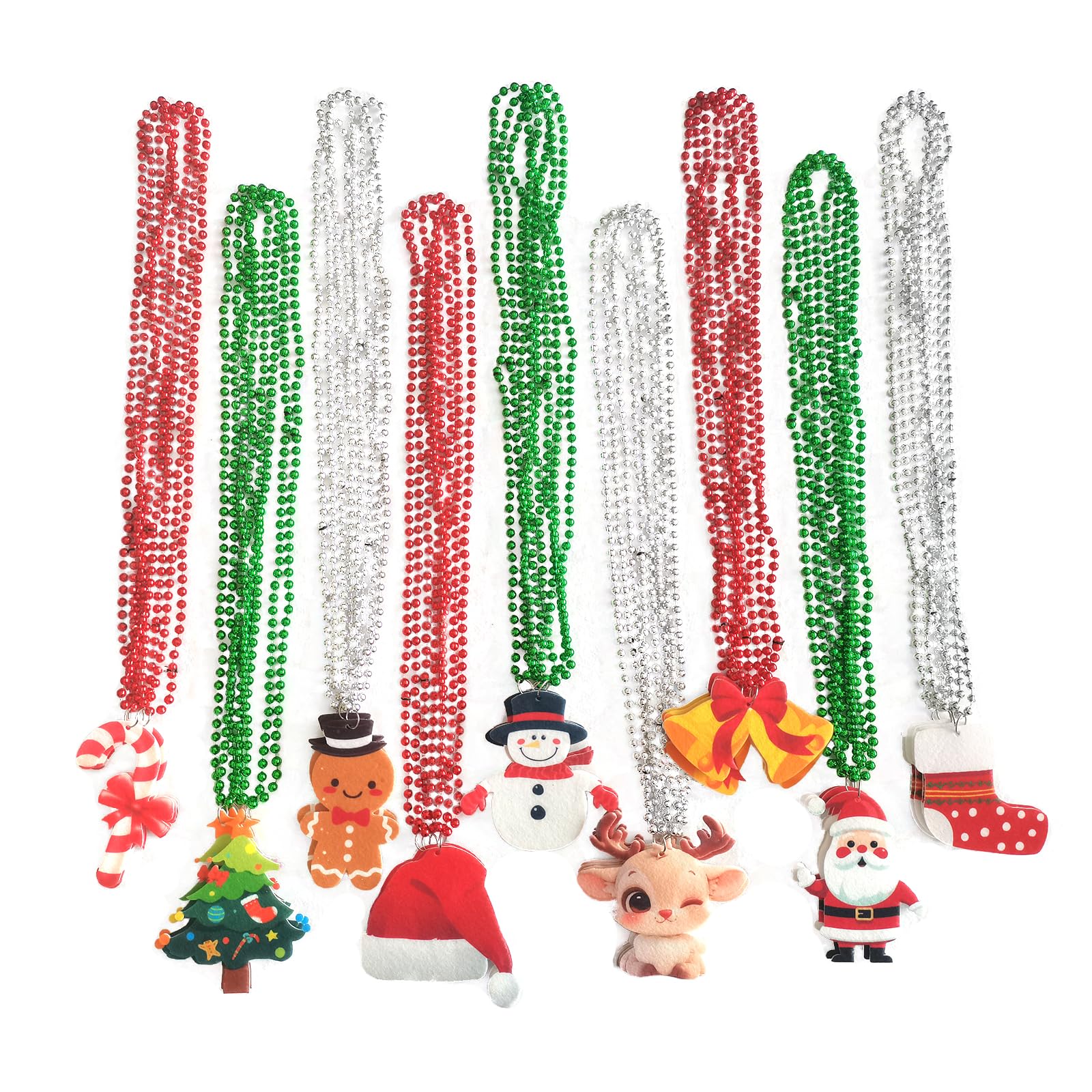 Amazon.com: Voopurbic 36 Pcs Christmas Bead Necklaces, Metallic Red ...