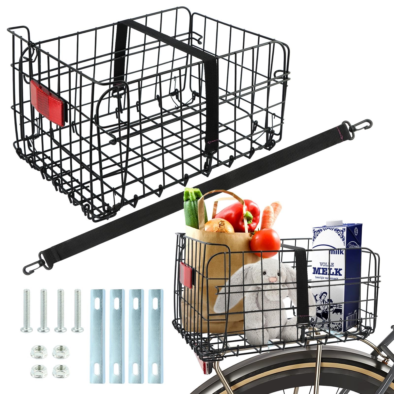 Amazon.com : Folding Rear Bike Basket, Bike Rear Rack, Bike Cargo Rack ...