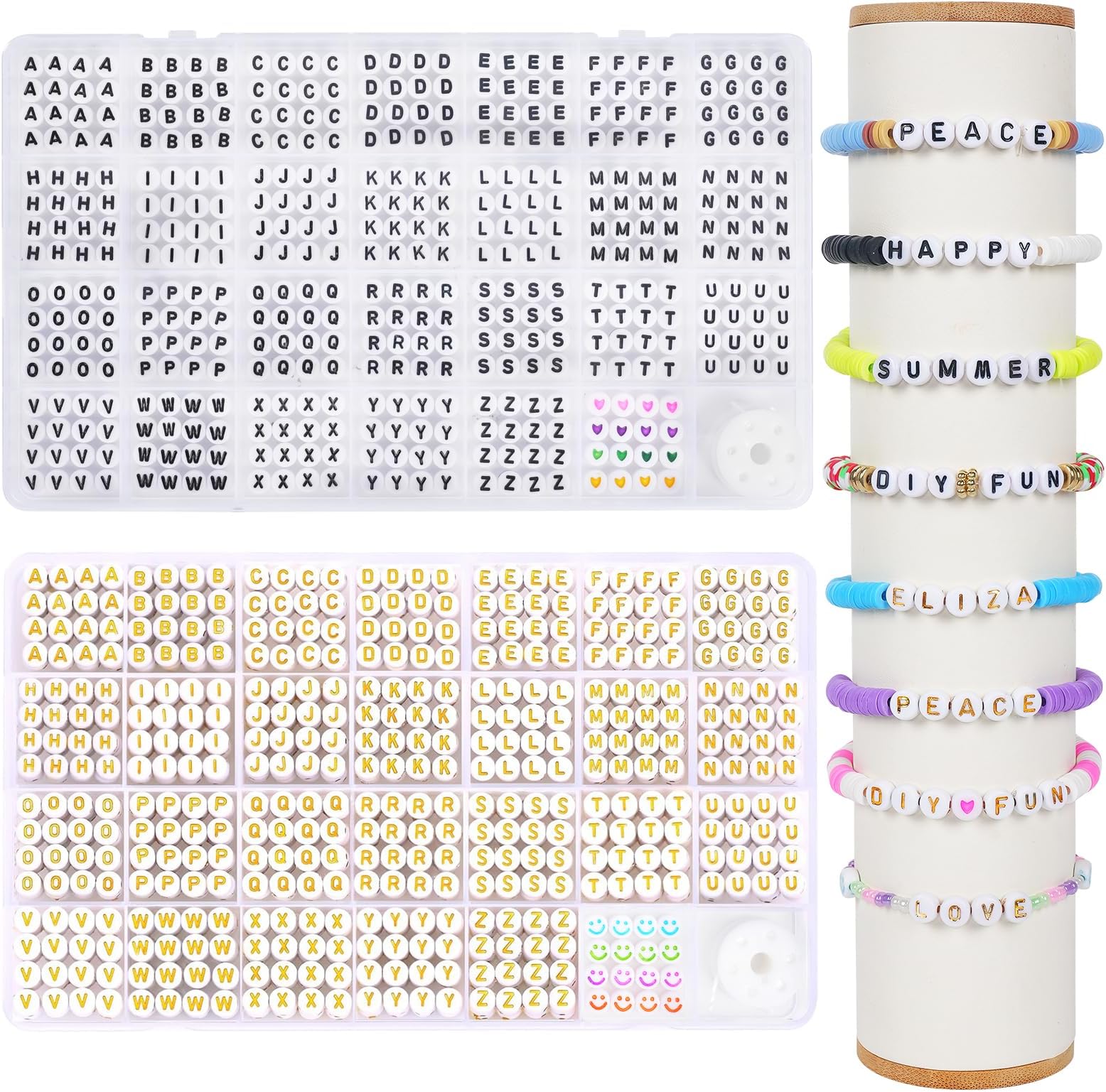 2400pcs Round Letter Beads for Bracelets Making Kit Acrylic Alphabet ...