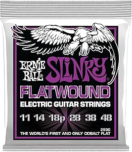 Amazon.com: Ernie Ball Power Slinky Flatwound Electric Guitar Strings 11-48 Gauge (P02590 ...