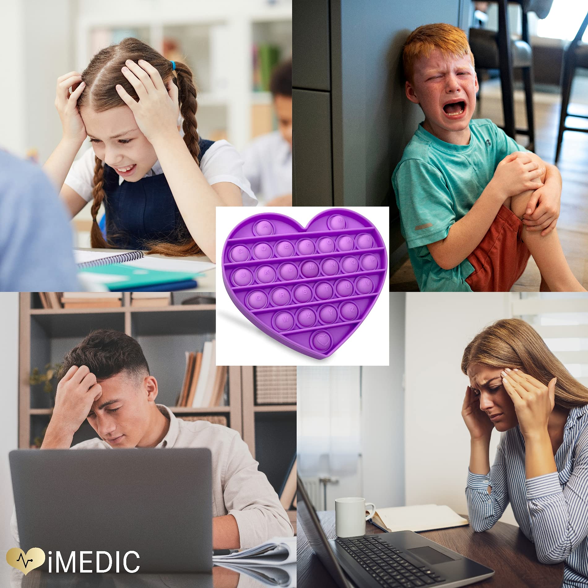 Buy iMedic - Push Pop It Fidget Toy Sensory Poppet Fidget Toy - Purple ...