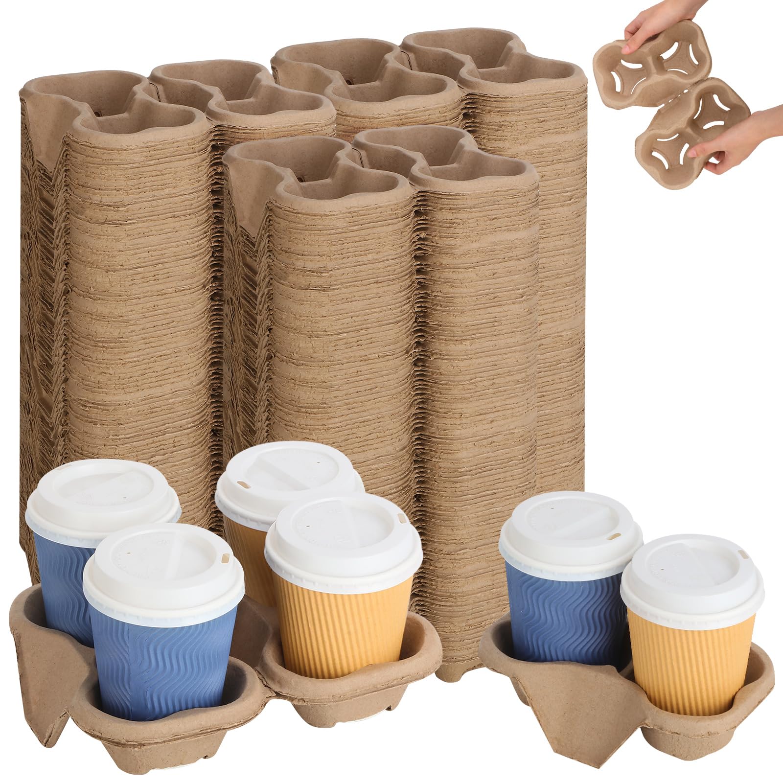 Snapklik.com : 400 Pcs 4 Cup Carrier Tray Disposable Coffee Drink ...
