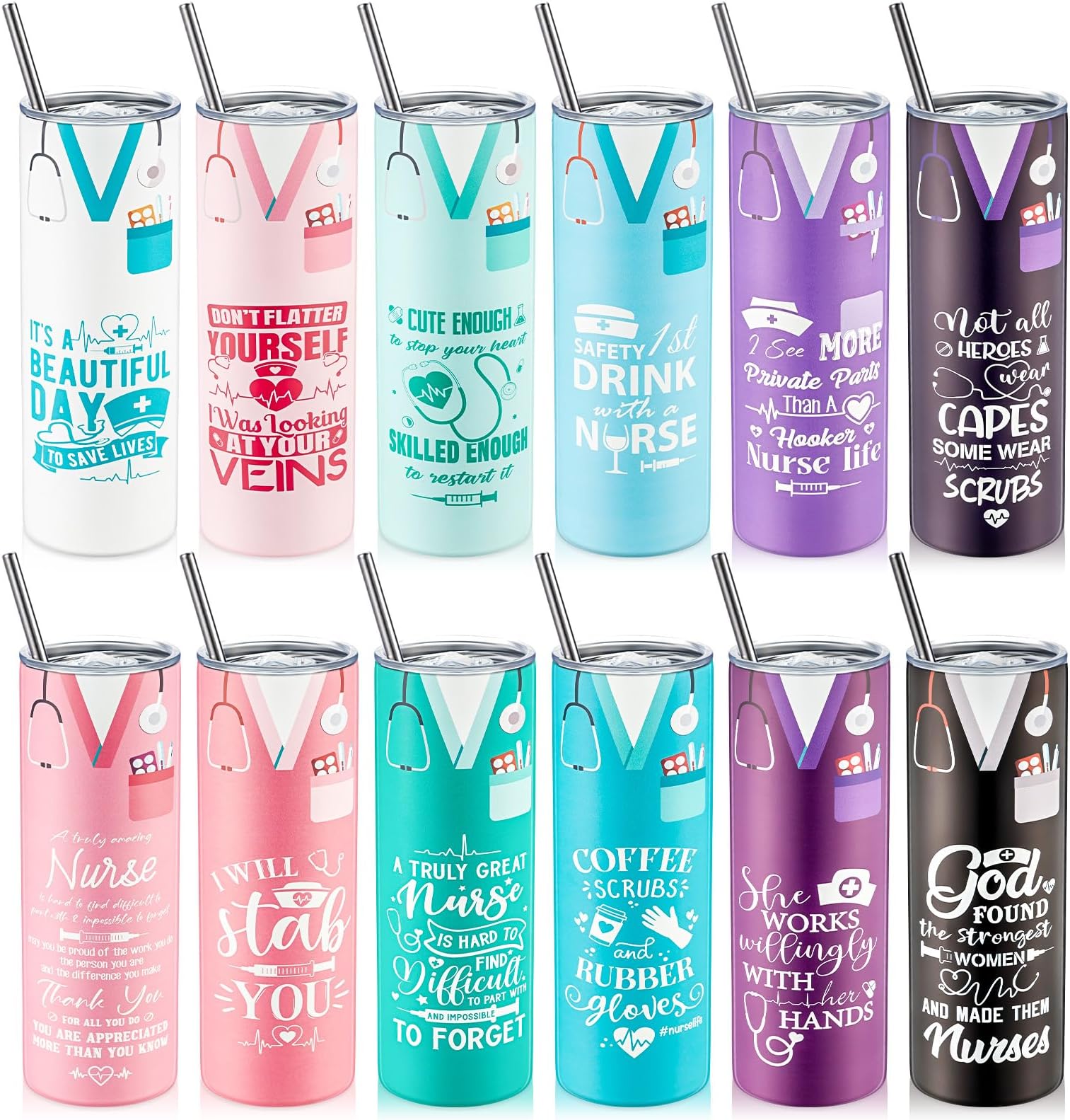 Amazon.com | Didaey Nurse Gifts 12 Pcs Nurse Tumbler Cup Gifts Bulk 20 ...