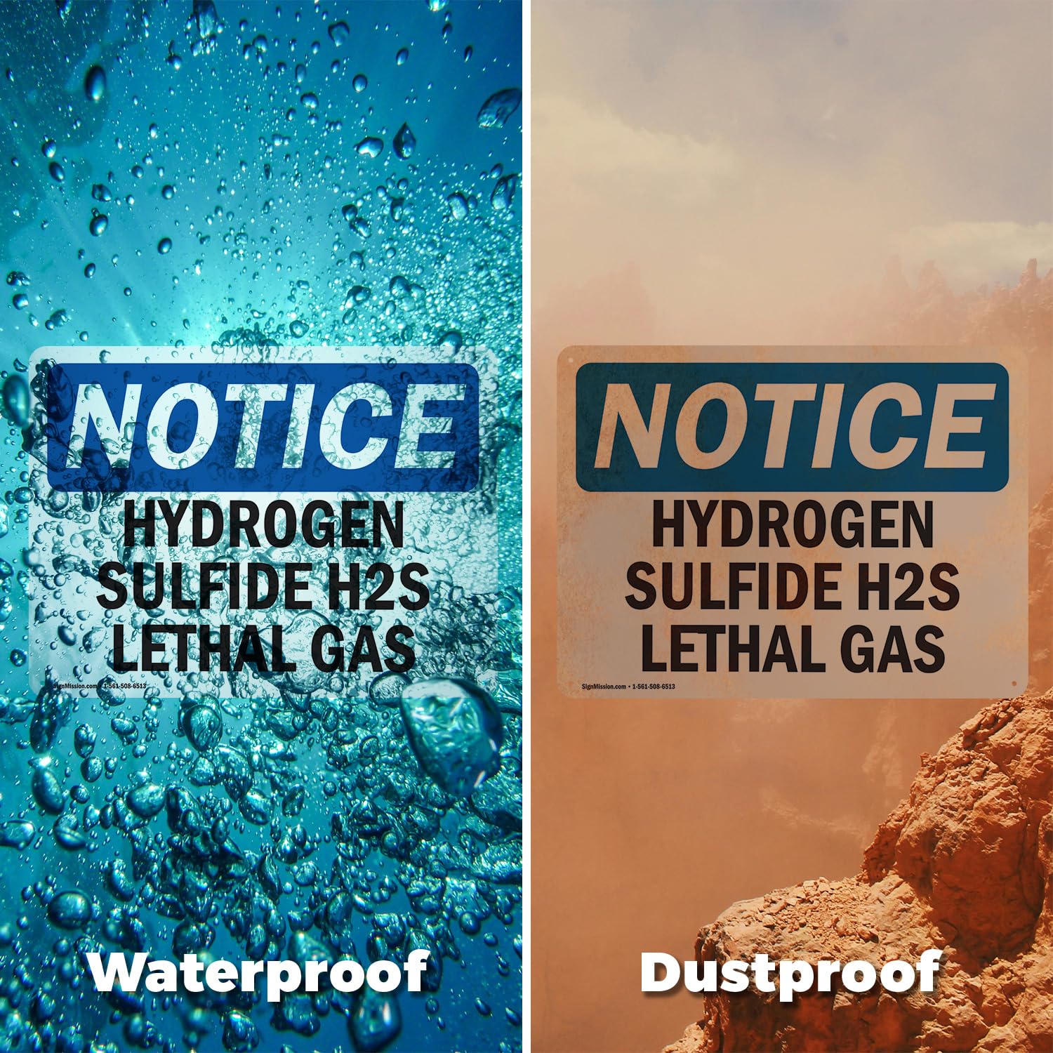 H2s Hazard Sign Warning H2S Poisonous Gas May Be Present Use Gas