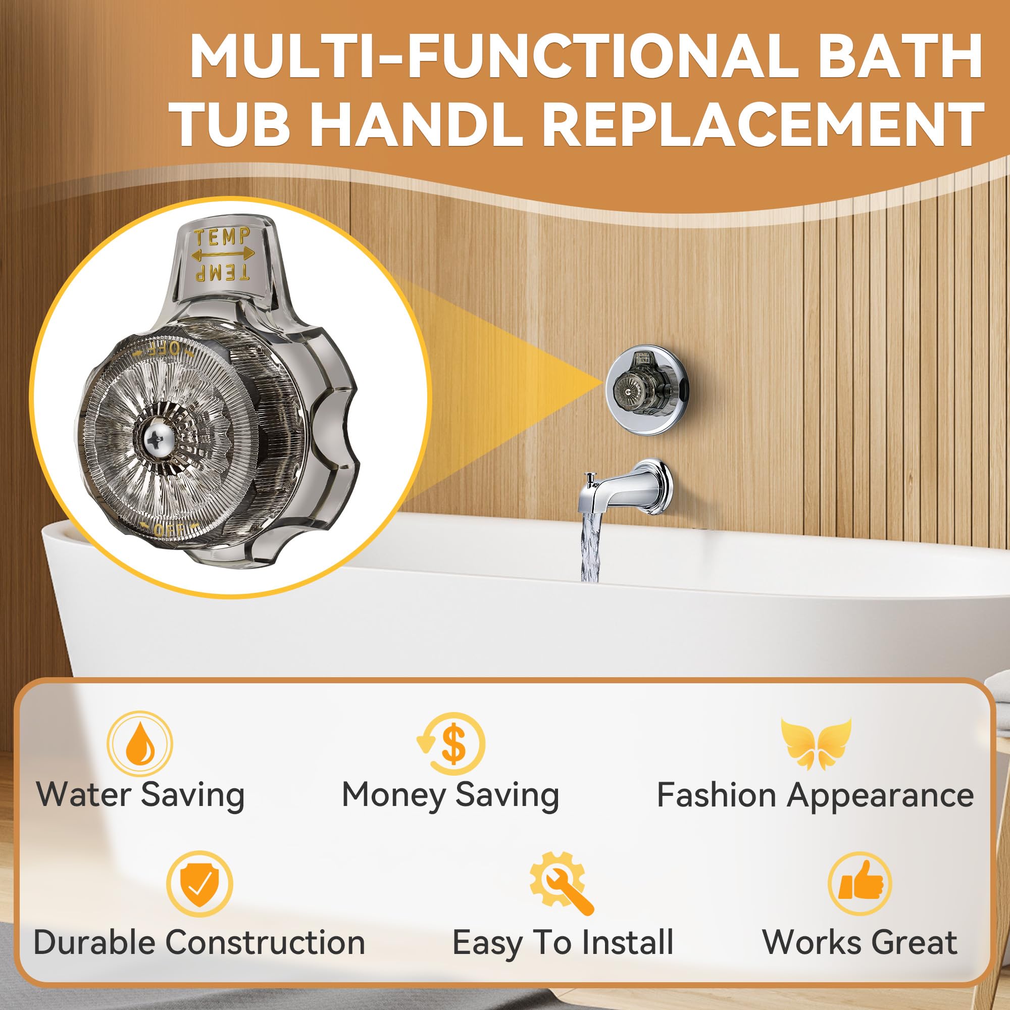 Bathtub Faucet Handle Shower Handle Replacement Kit - Compatible With ...