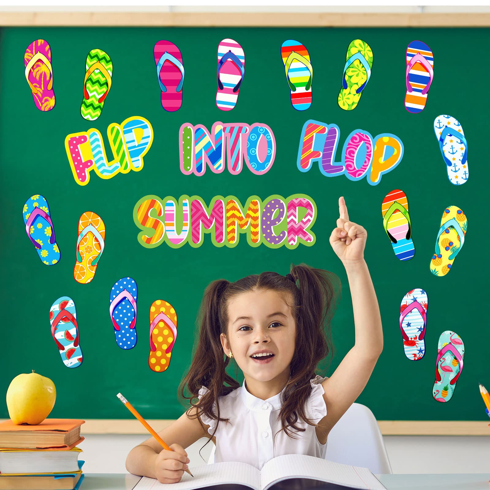 Snapklik.com : 72 Pcs Summer Bulletin Board Set Flip Flop Accents ...