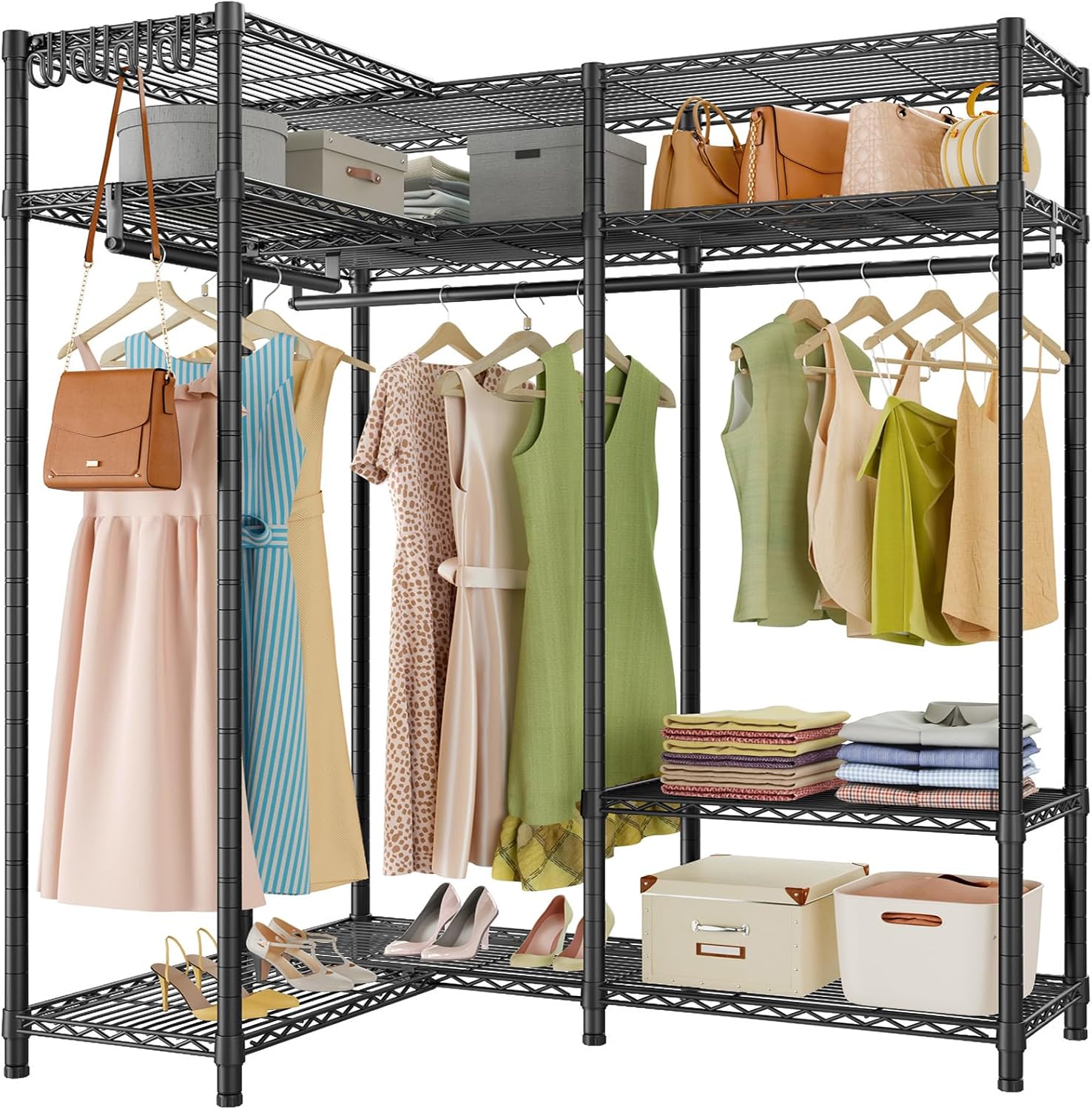 Amazon.com: VIPEK L30 Garment Rack, Heavy Duty Corner Clothes Rack, L ...