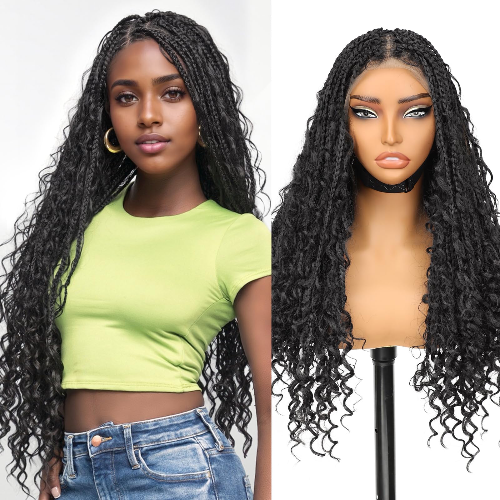 Amazon.com : Yacurcur Boho Knotless Braided Wigs for Black Women ...