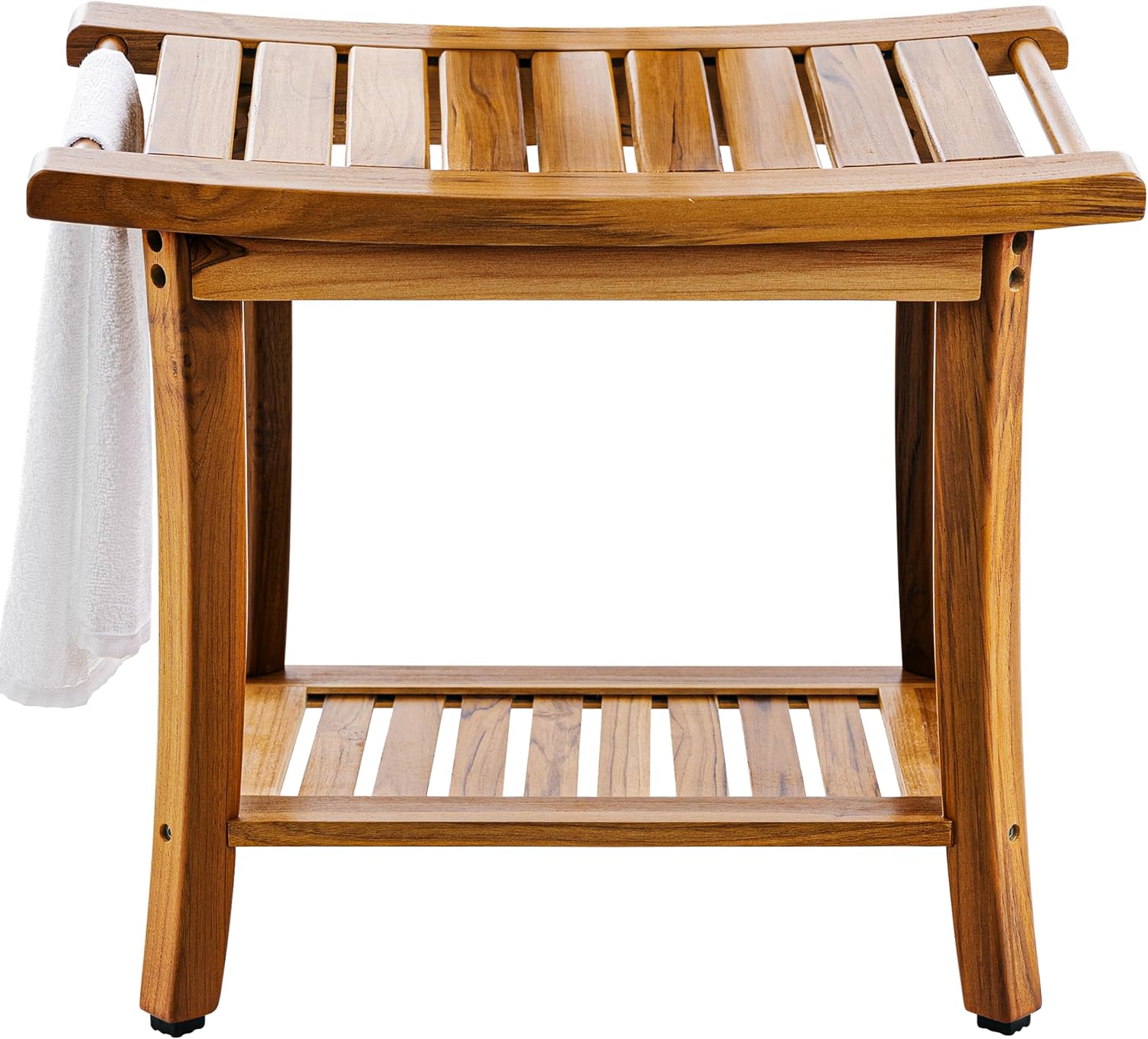 Amazon.com: Teak Shower Bench Seat with Handles AB & Co Group, Portable ...