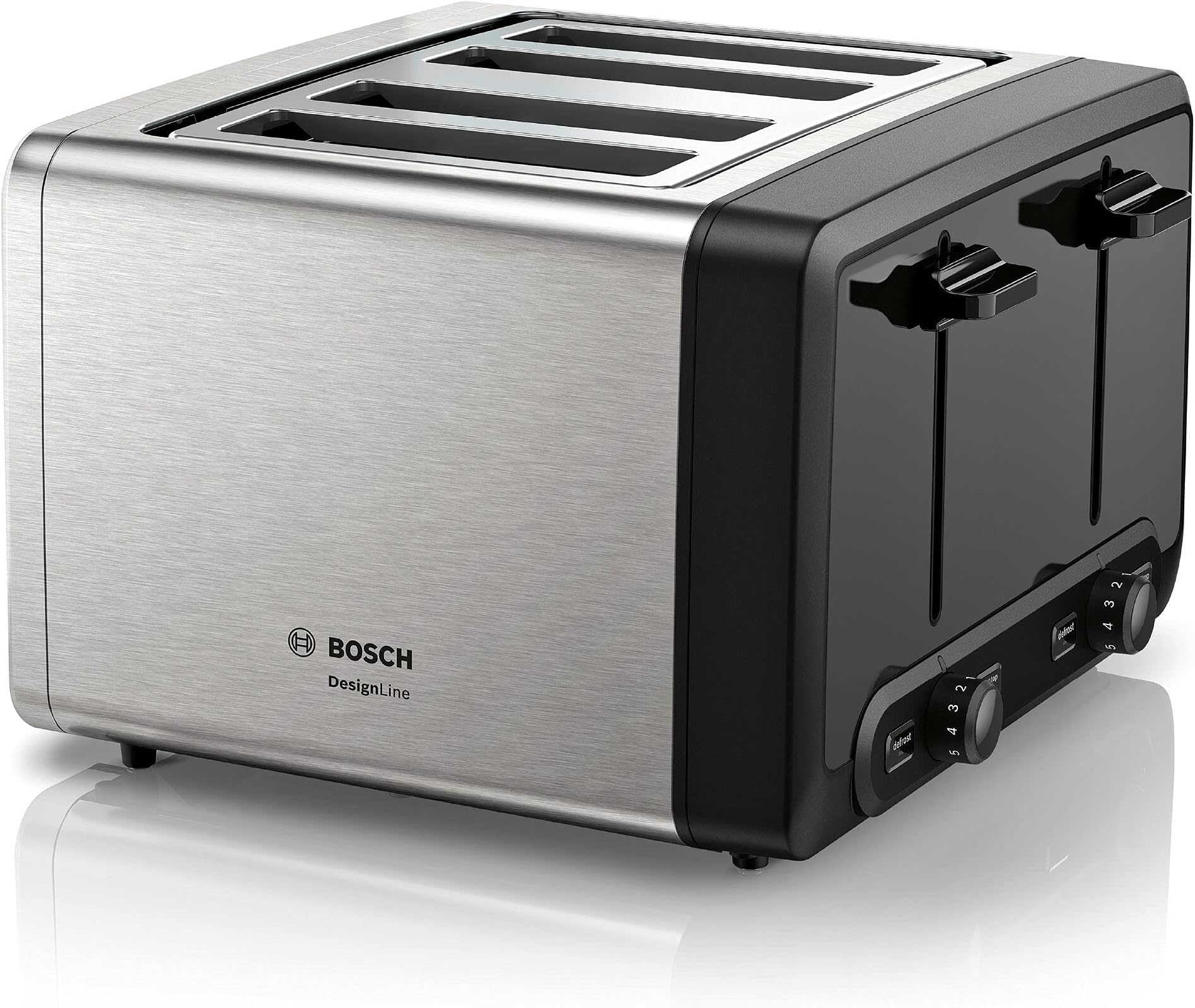 Bosch DesignLine Plus TAT4P440GB 4 Slot Stainless Steel Toaster with ...